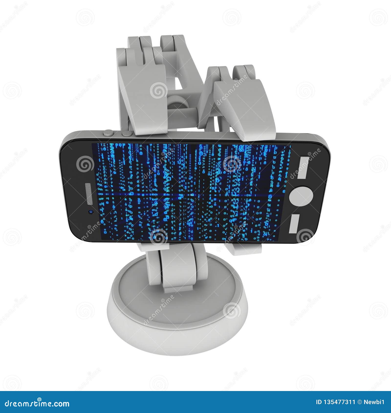 Robotic Arm with Binary Code 3d Stock Illustration - Illustration of ...