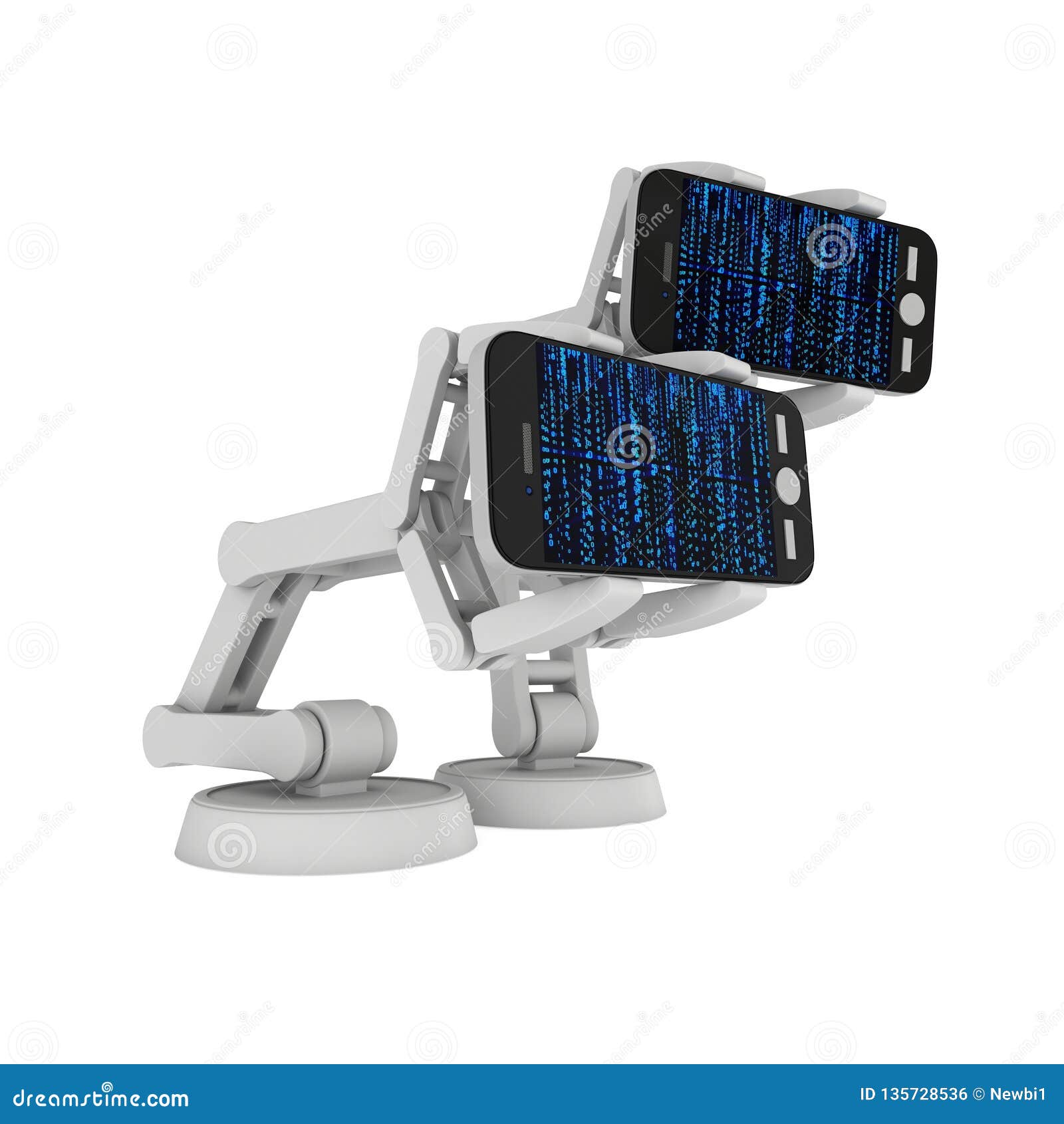 Robotic Arm with Binary Code 3d Stock Illustration - Illustration of ...