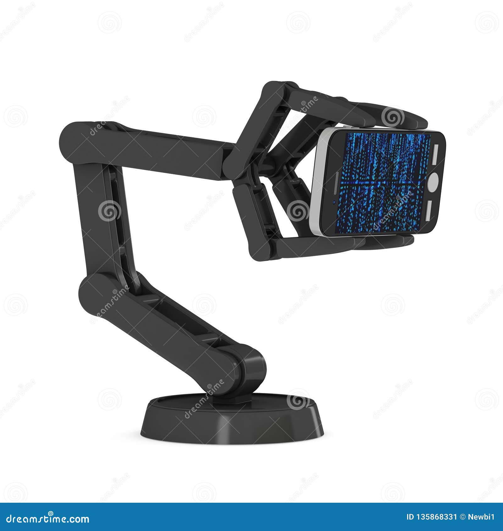 Robotic Arm with Binary Code 3d Stock Illustration - Illustration of ...