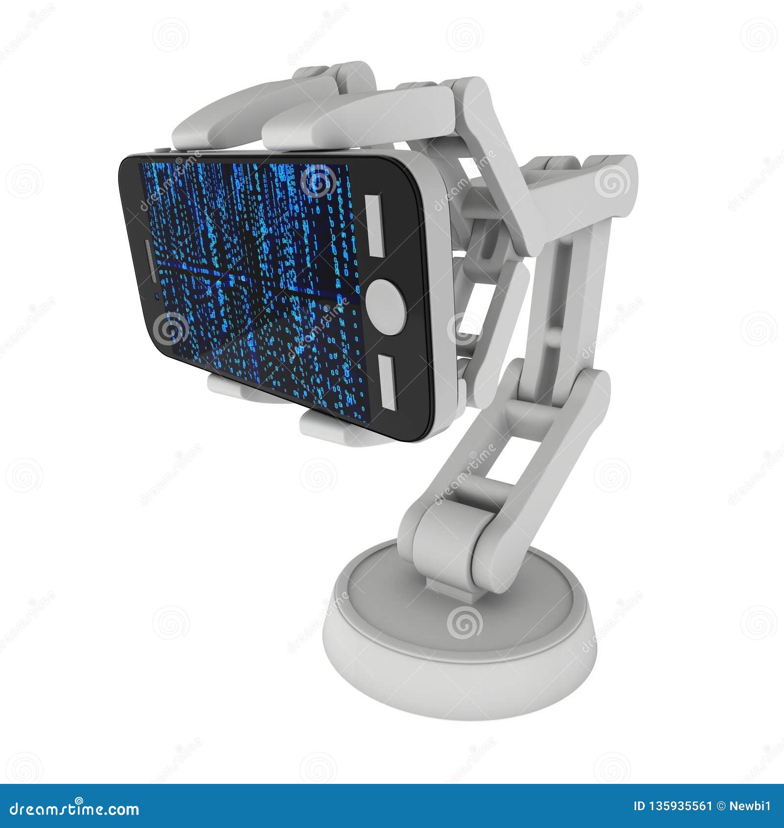 Robotic Arm with Binary Code 3d Stock Illustration - Illustration of ...