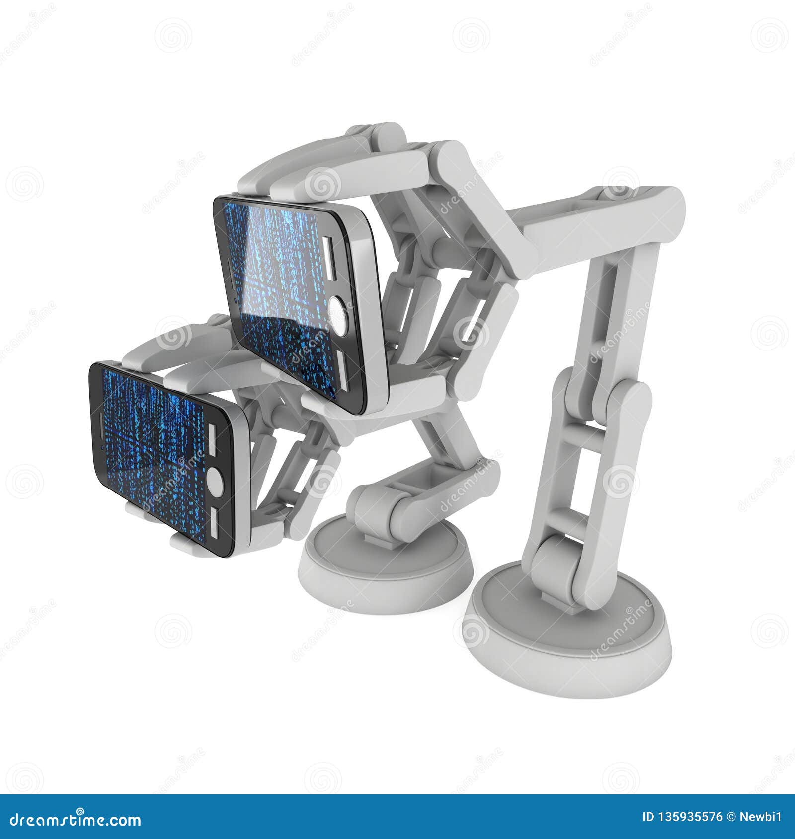 Robotic Arm with Binary Code 3d Stock Illustration - Illustration of ...