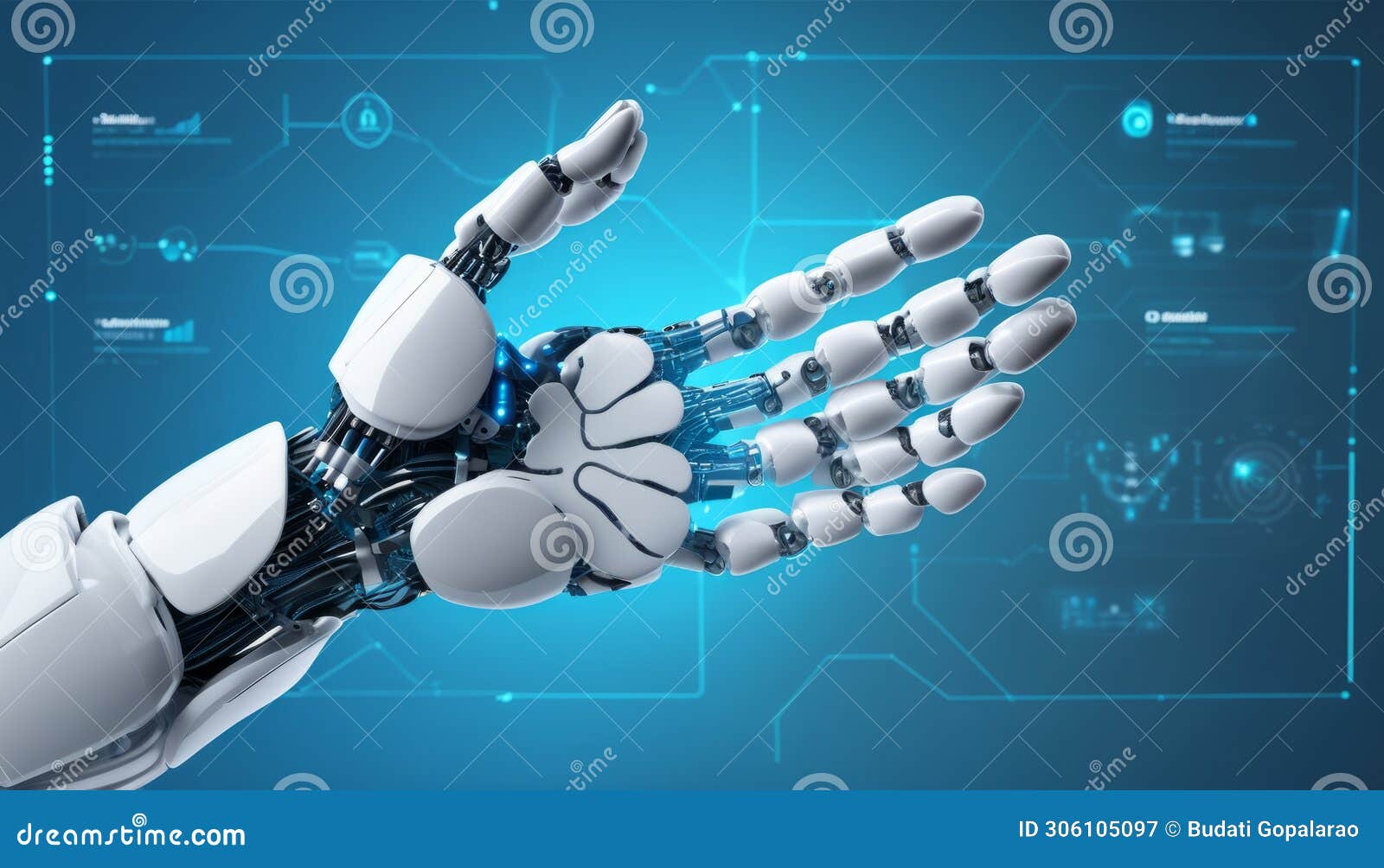 A Robotic Arm with a Blue Background Stock Illustration - Illustration ...