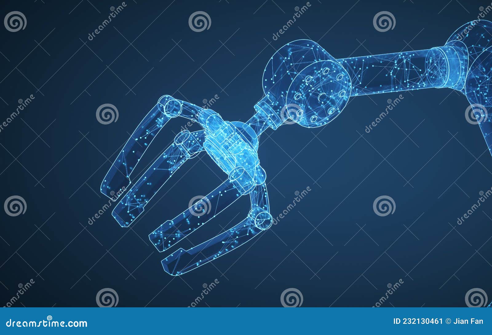 Robotic Arm with Blue Background, 3d Rendering Stock Illustration ...