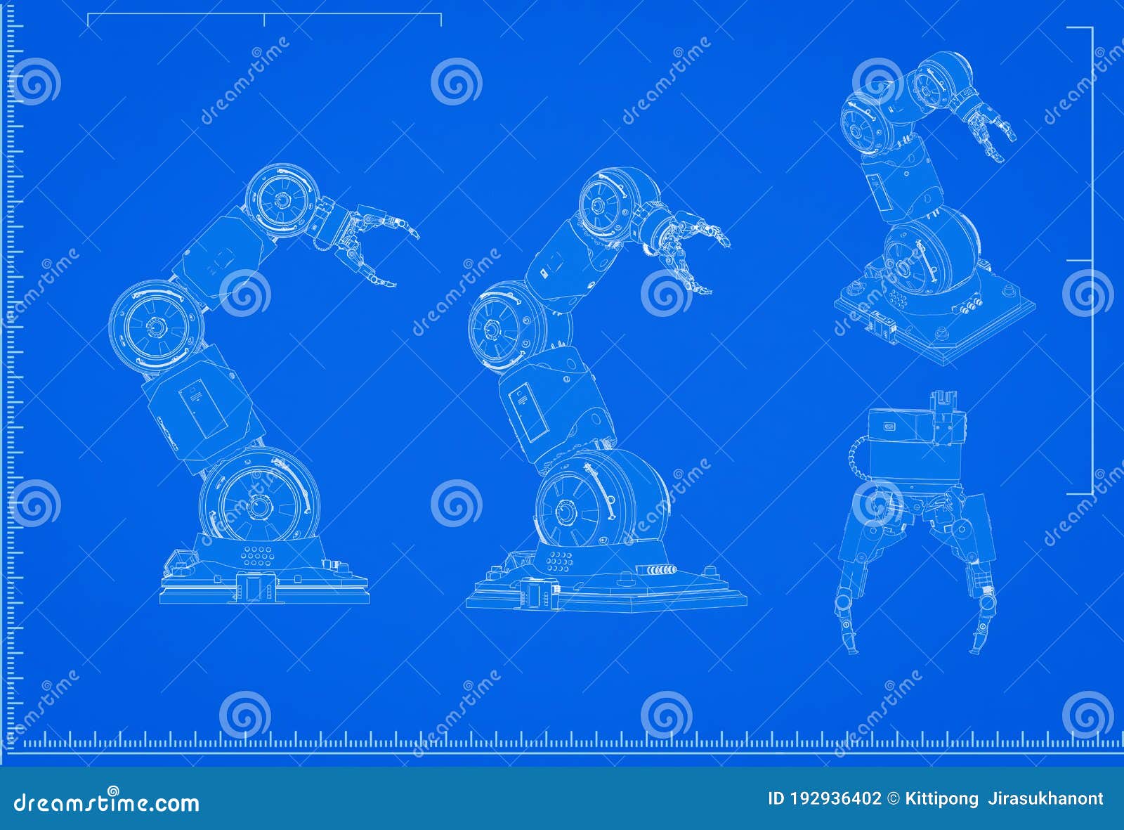 Robotic arm blueprint stock illustration. Illustration of detail ...