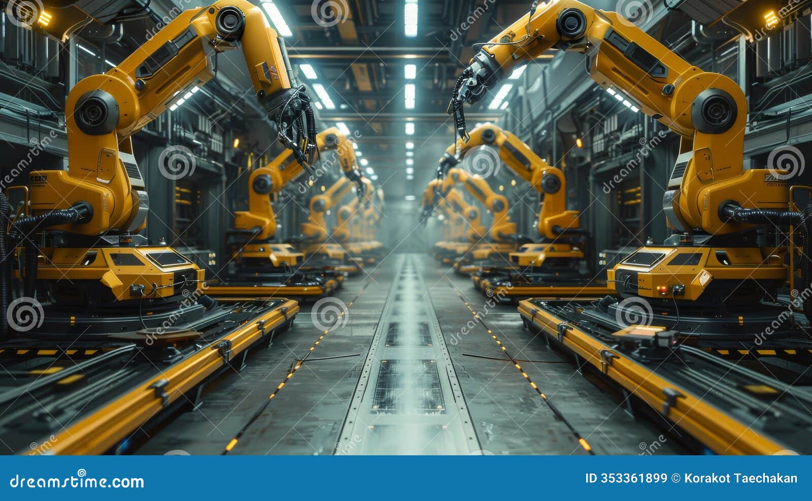 Robotic Arm Catch for Electronic Assembly Line. Robotic Process ...