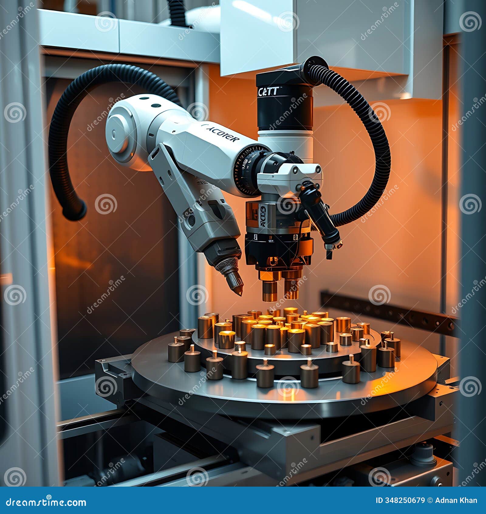 A Robotic Arm Changing CNC Tools on a Modern Milling Machine Showcasing ...