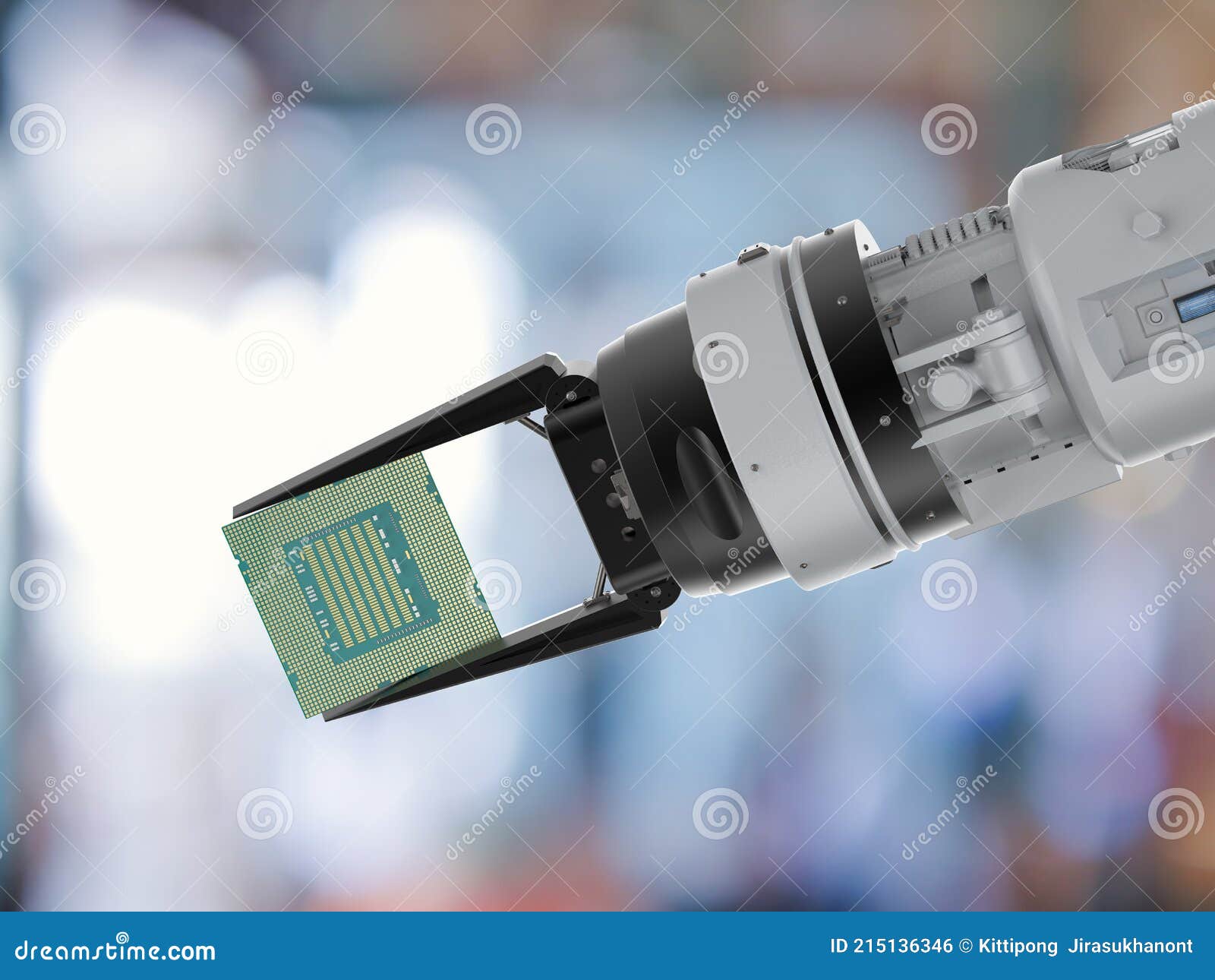 Robotic arm with chipset stock illustration. Illustration of computer ...