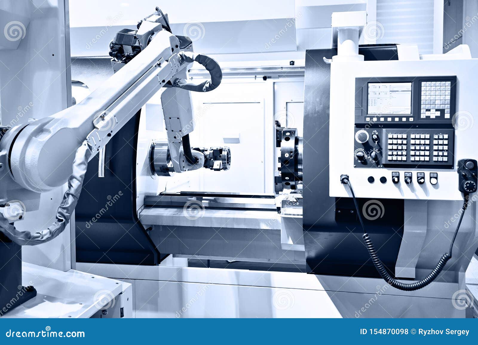 Robotic Arm And Cnc Lathe Machine Stock Photography | CartoonDealer.com ...