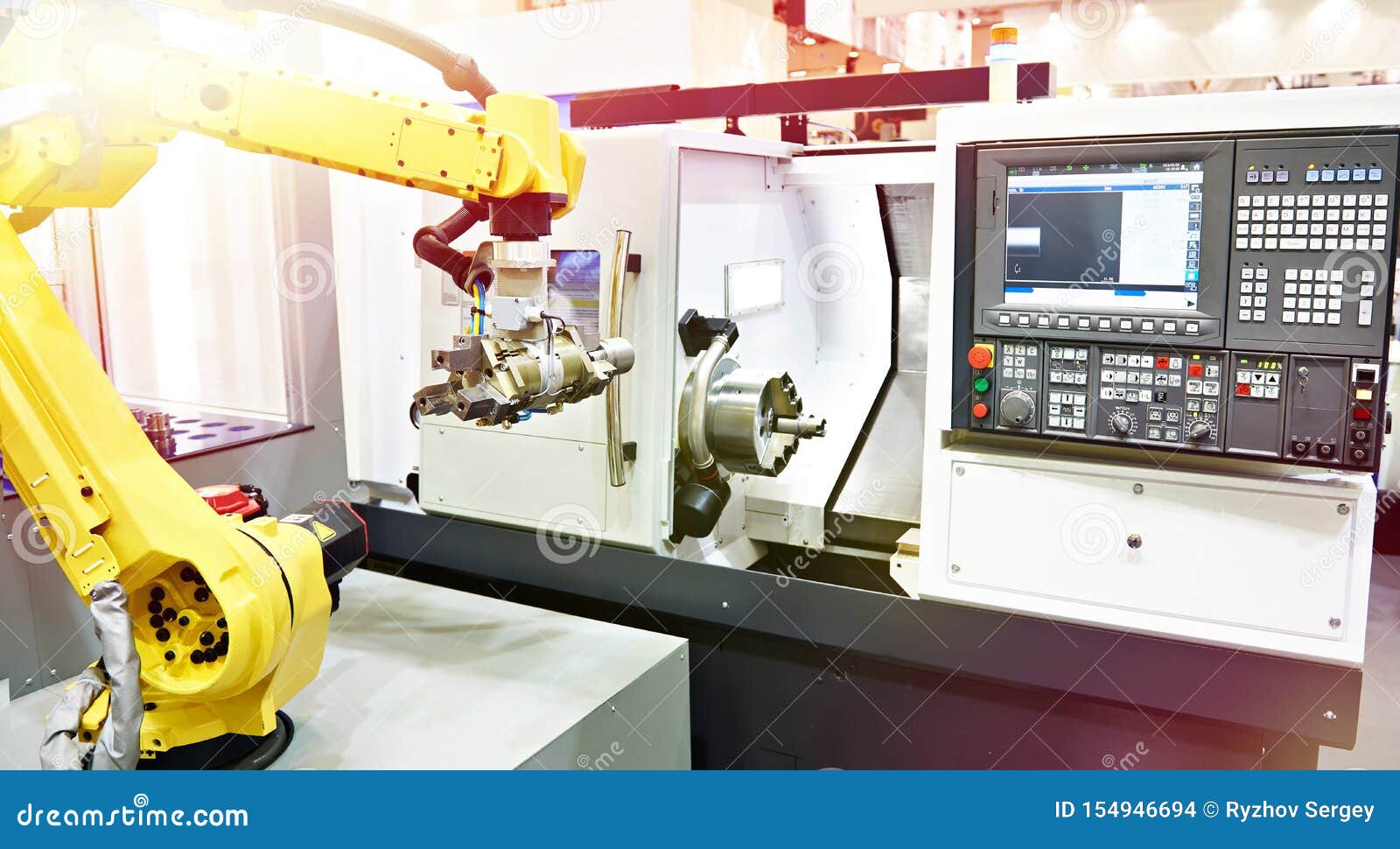 Robotic Arm And Cnc Lathe Machine Stock Photography | CartoonDealer.com ...