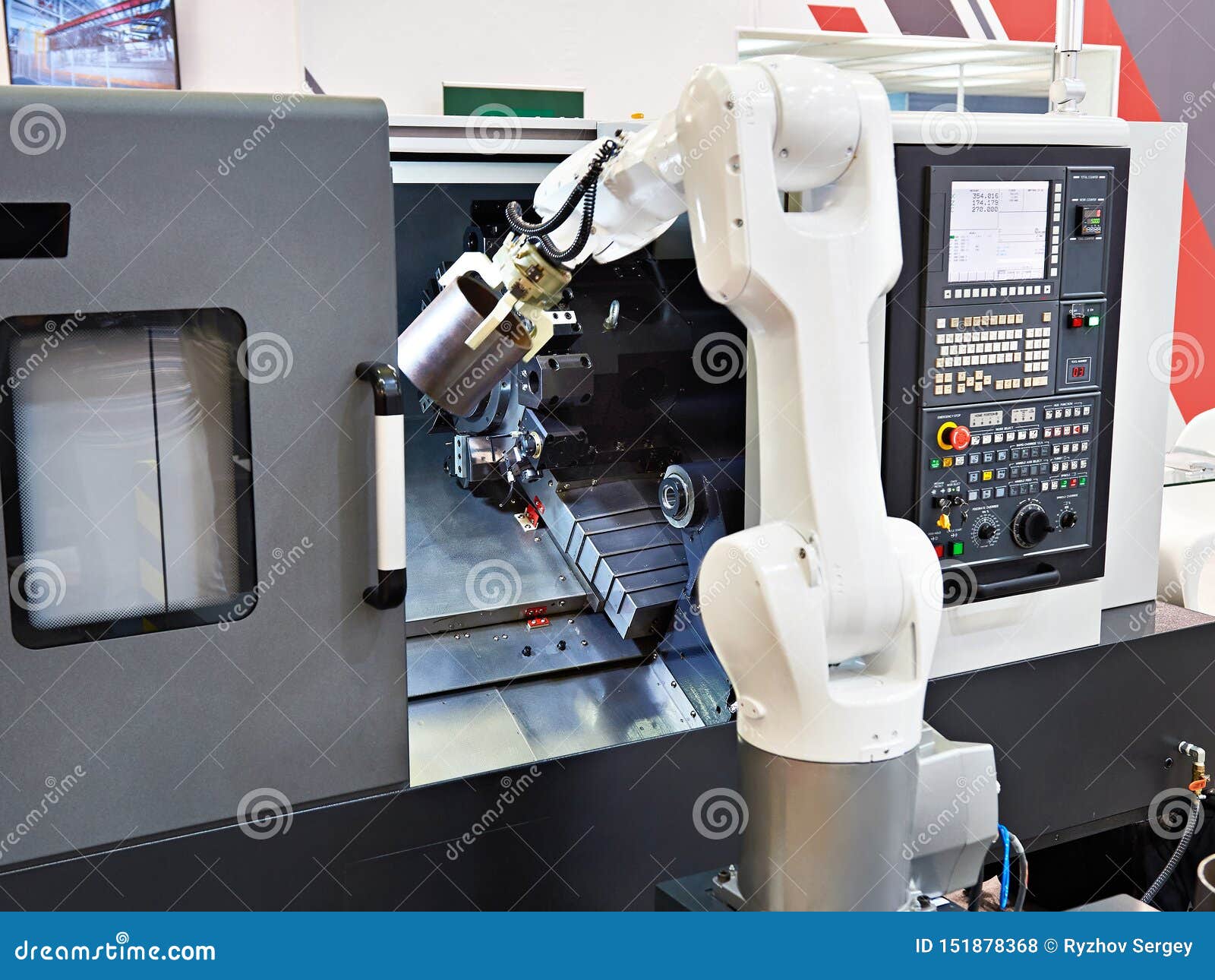 Robotic Arm And Cnc Lathe Machine Stock Photography | CartoonDealer.com ... Robotic Arm And Cnc Lathe Machine Stock Photography | CartoonDealer.com ...