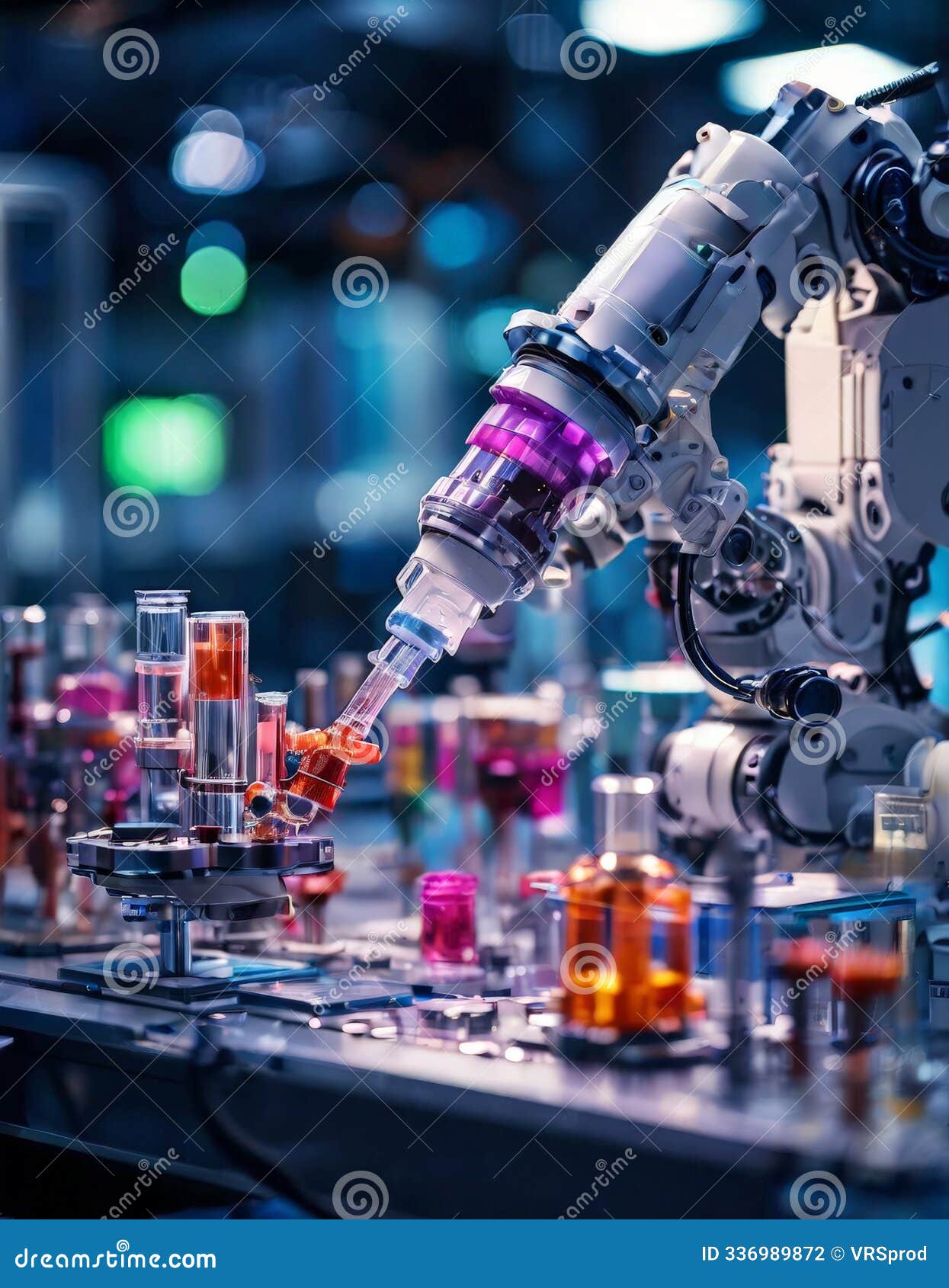 Robotic Arm Conducting Precise Experiments in a Laboratory Stock ...