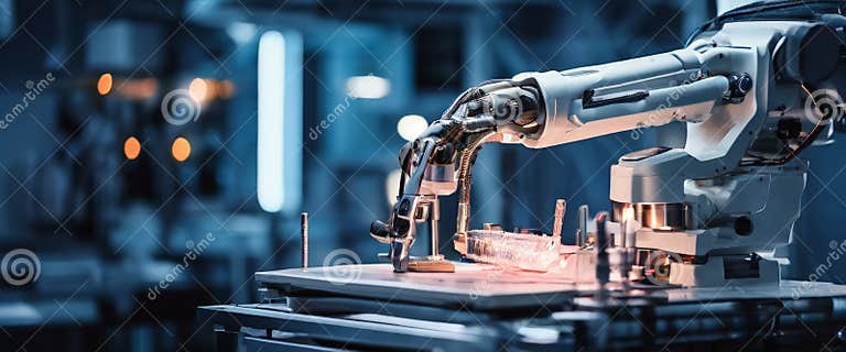 Robotic Arm Conducting Precision Laboratory Experiment in High-tech Lab ...