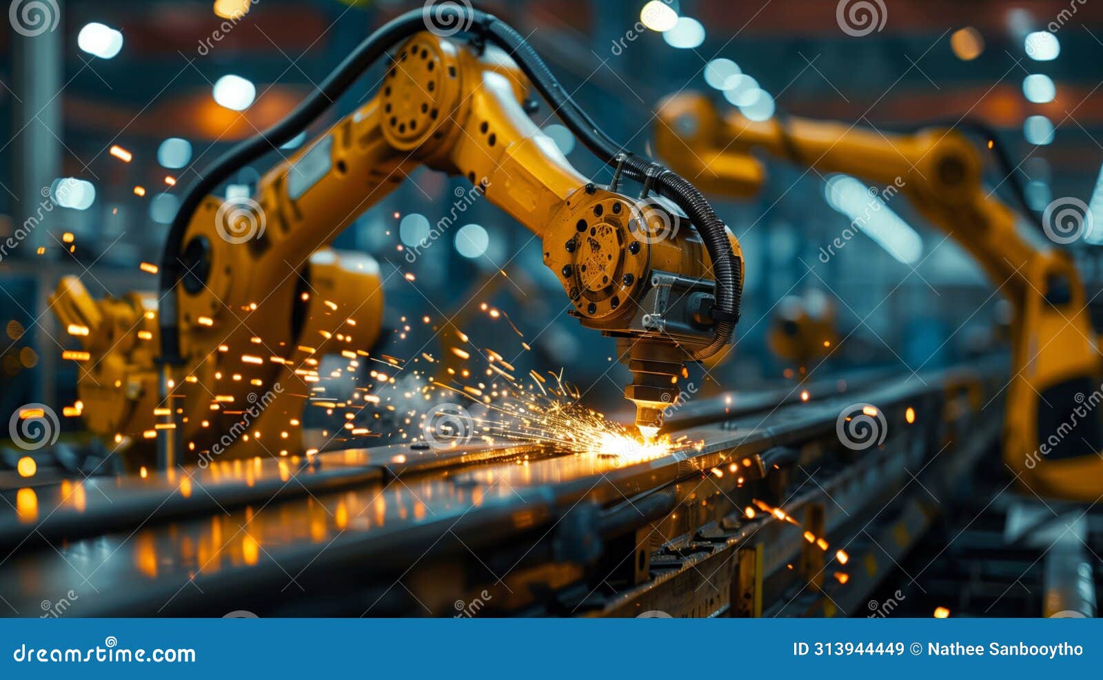 Robotic Arm Conducting Precision Welding in Factory Stock Illustration ... Robotic Arm Conducting Precision Welding in Factory Stock Illustration ...