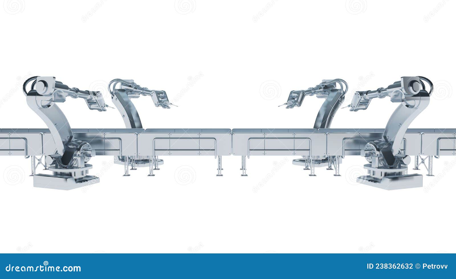 Robotic Arm Conveyor Isolated on White Stock Illustration ...