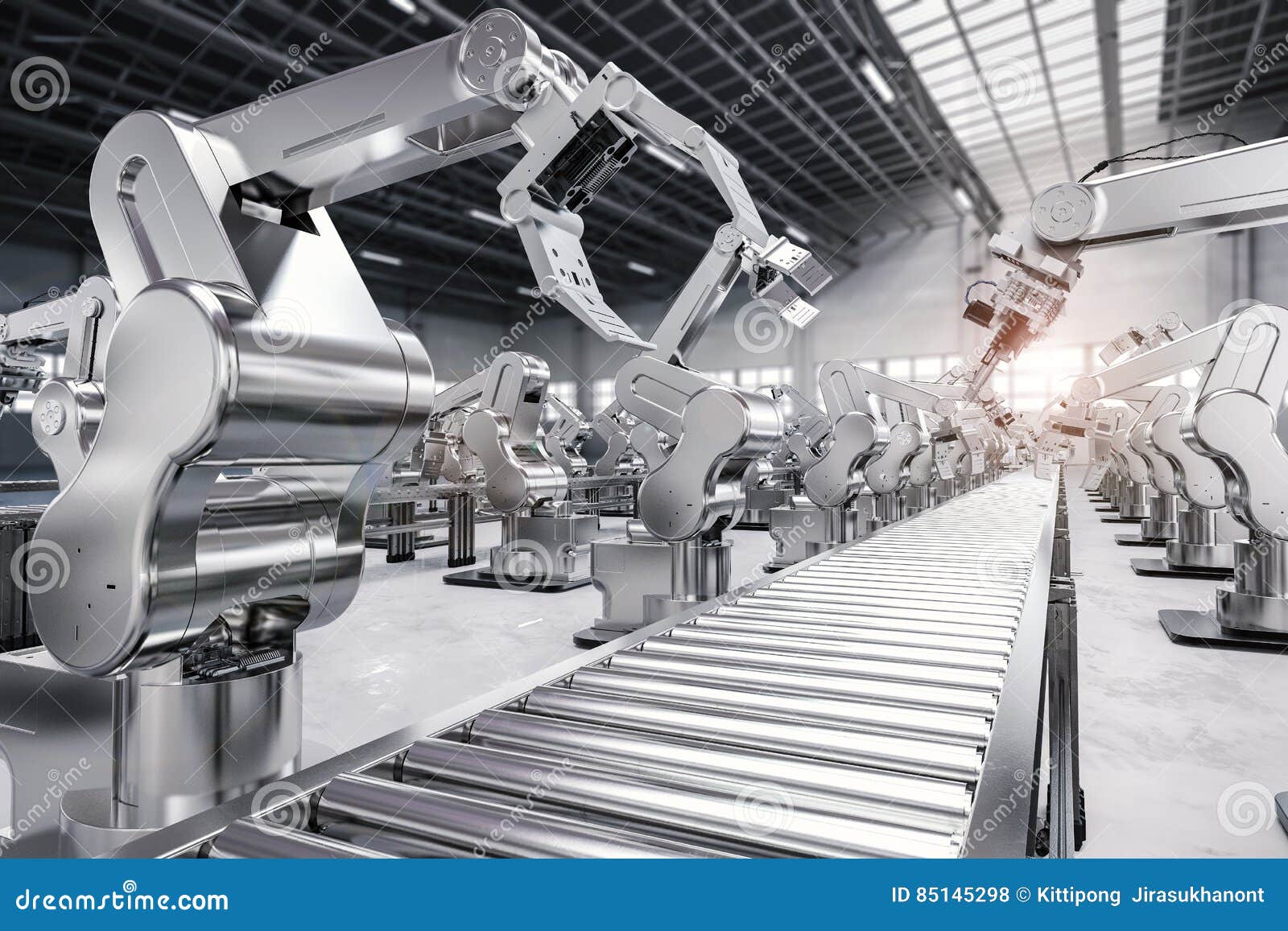 Robot Arm Robotic Hand Robot Assembly Line Automation Modern Factory ...