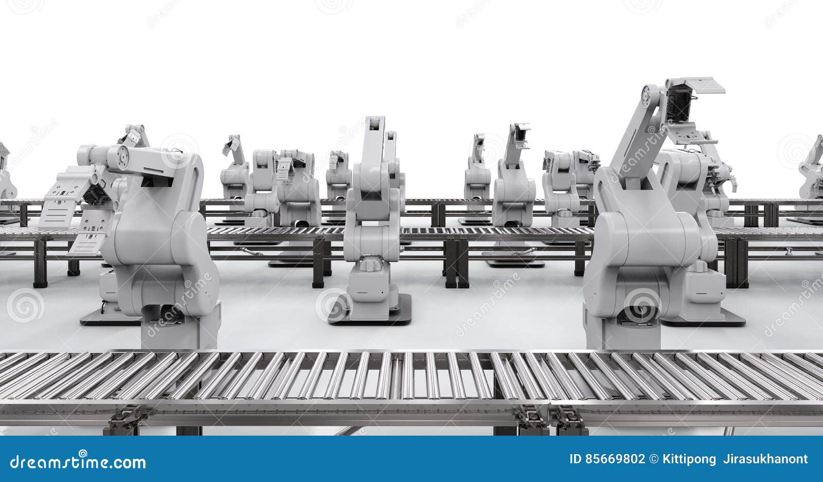 Robotic Arm With Conveyor Line Stock Photo - Image of cybernetics ...