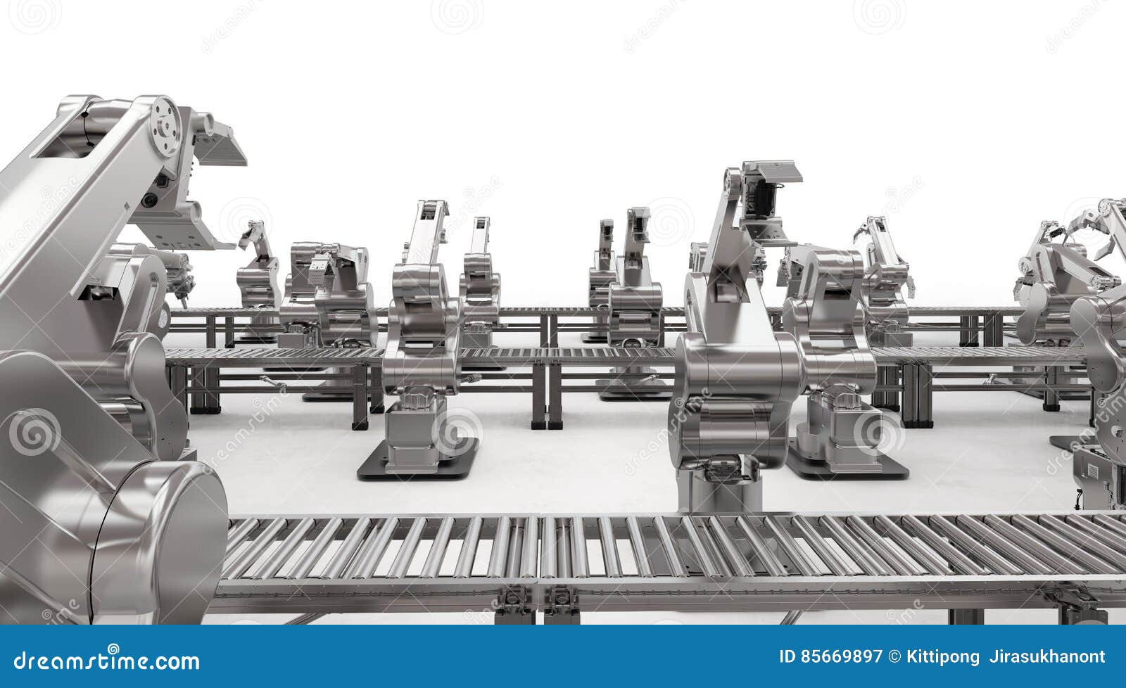 Robotic Arm with Conveyor Line Stock Image - Image of remote ...
