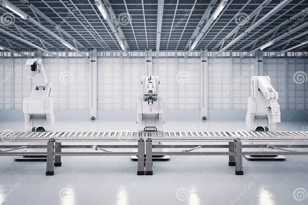 Robotic Arm with Conveyor Line Stock Image - Image of machine, remote ...