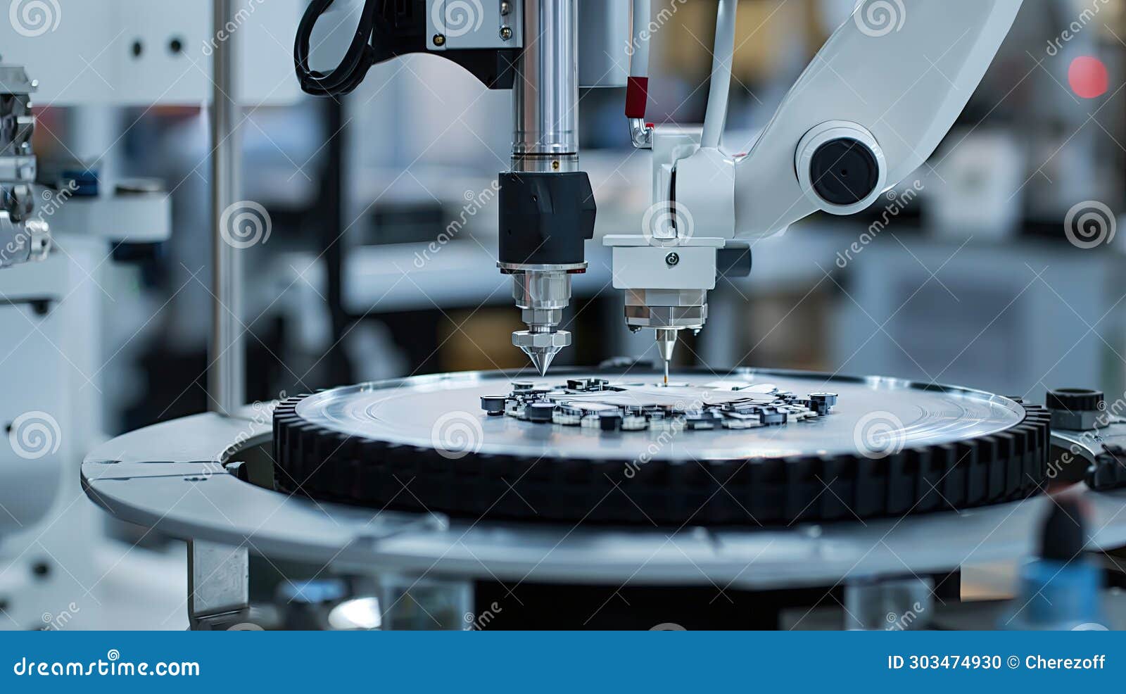 Robot Arm Creates Microchips in Factory Stock Photo - Image of ...