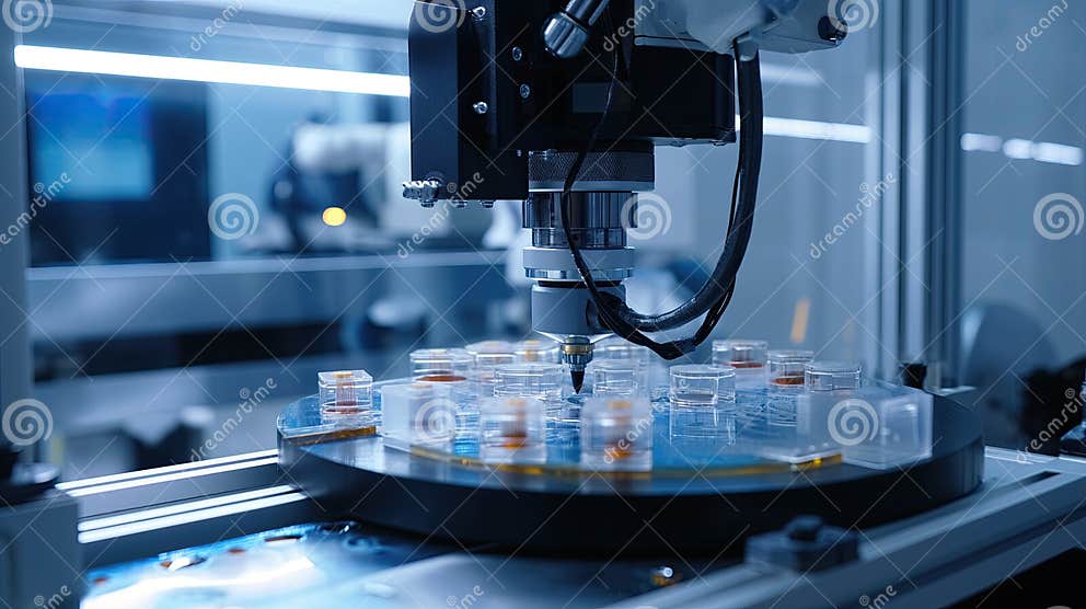 Robot Arm Creates Microchips in Factory Stock Image - Image of factory ...