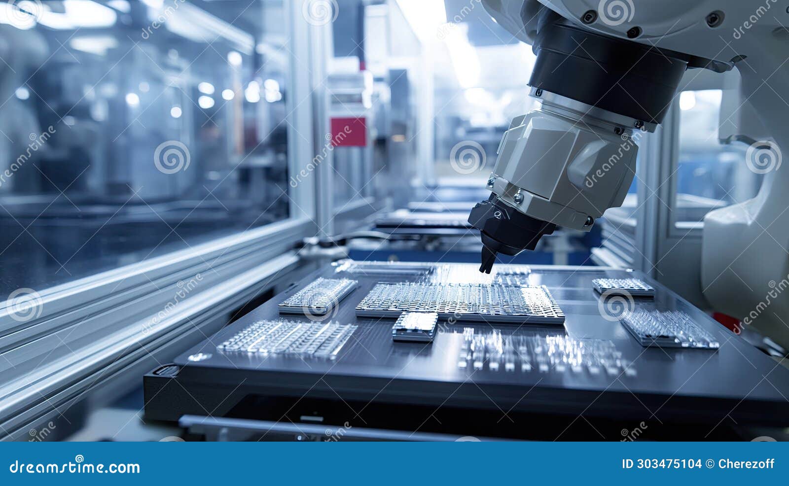 Robot Arm Creates Microchips in Factory Stock Photo - Image of ...