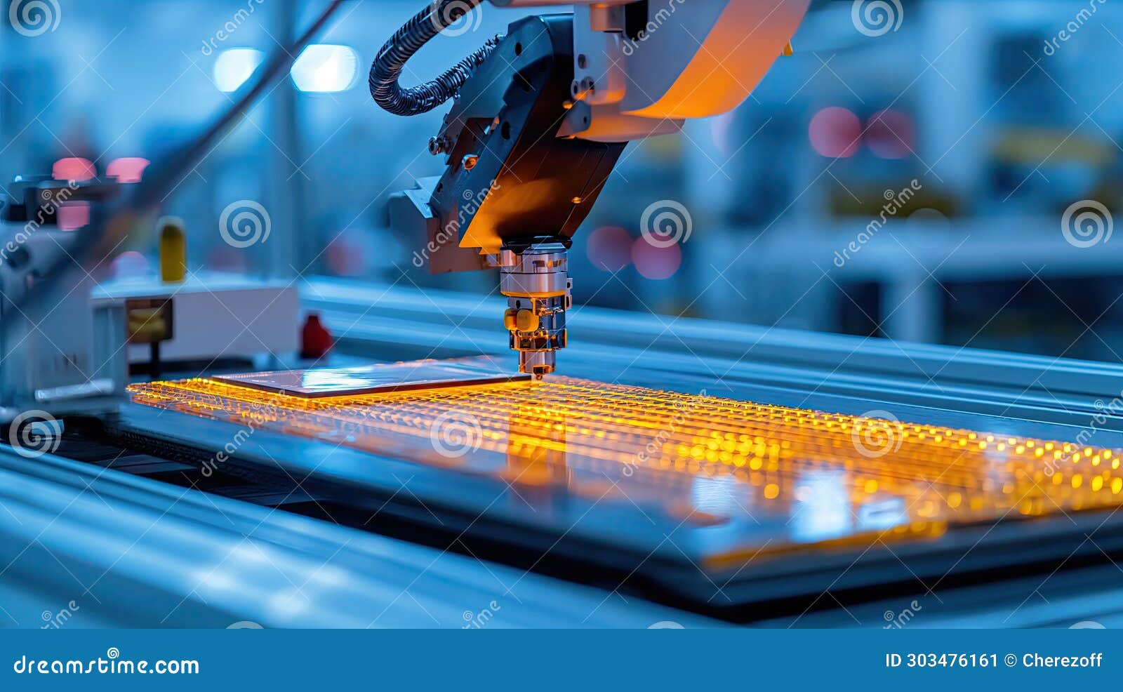 Robot Arm Creates Microchips in Factory Stock Image - Image of symbol ...