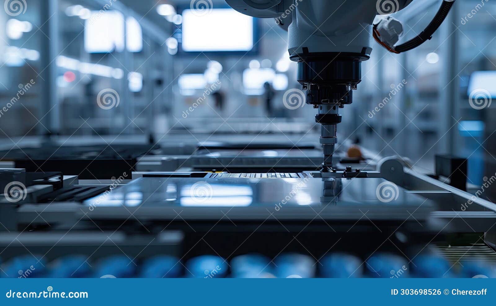 Robot Arm Creates Microchips in Factory Stock Photo - Image of design ...