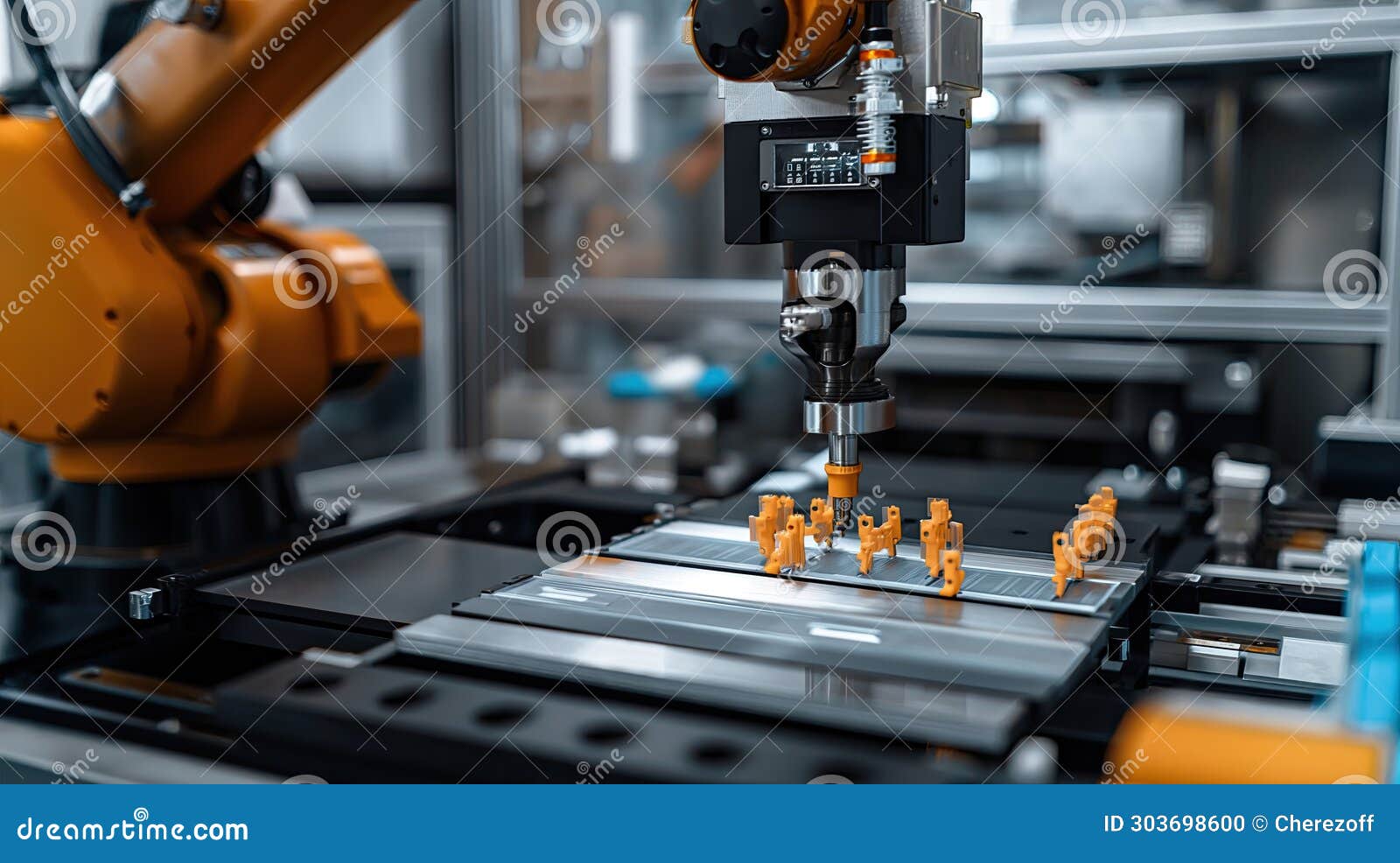 Robot Arm Creates Microchips in Factory Stock Photo - Image of ...