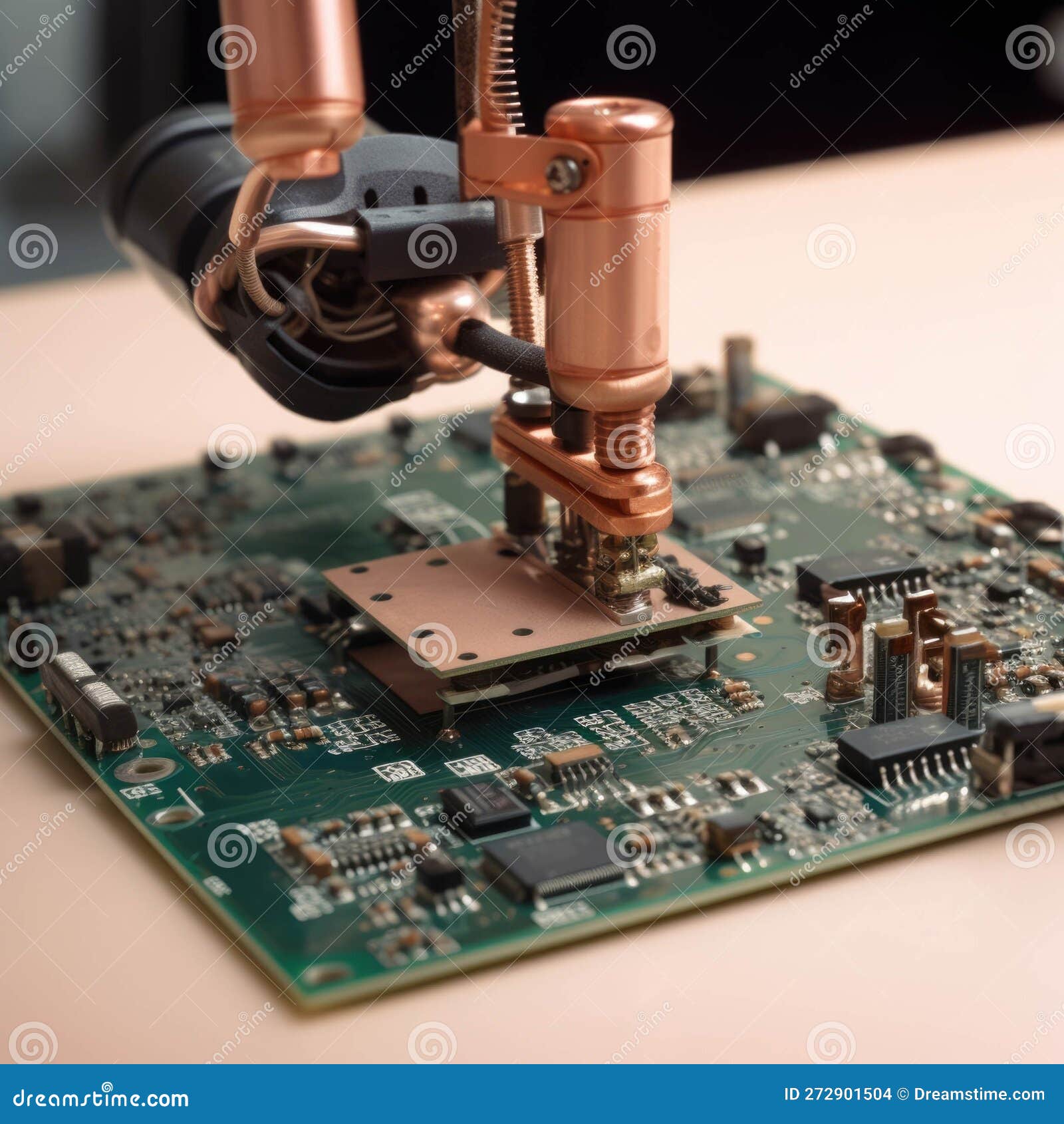 A Robotic Arm Delicately Placing a Component on a Circuit Board before ...