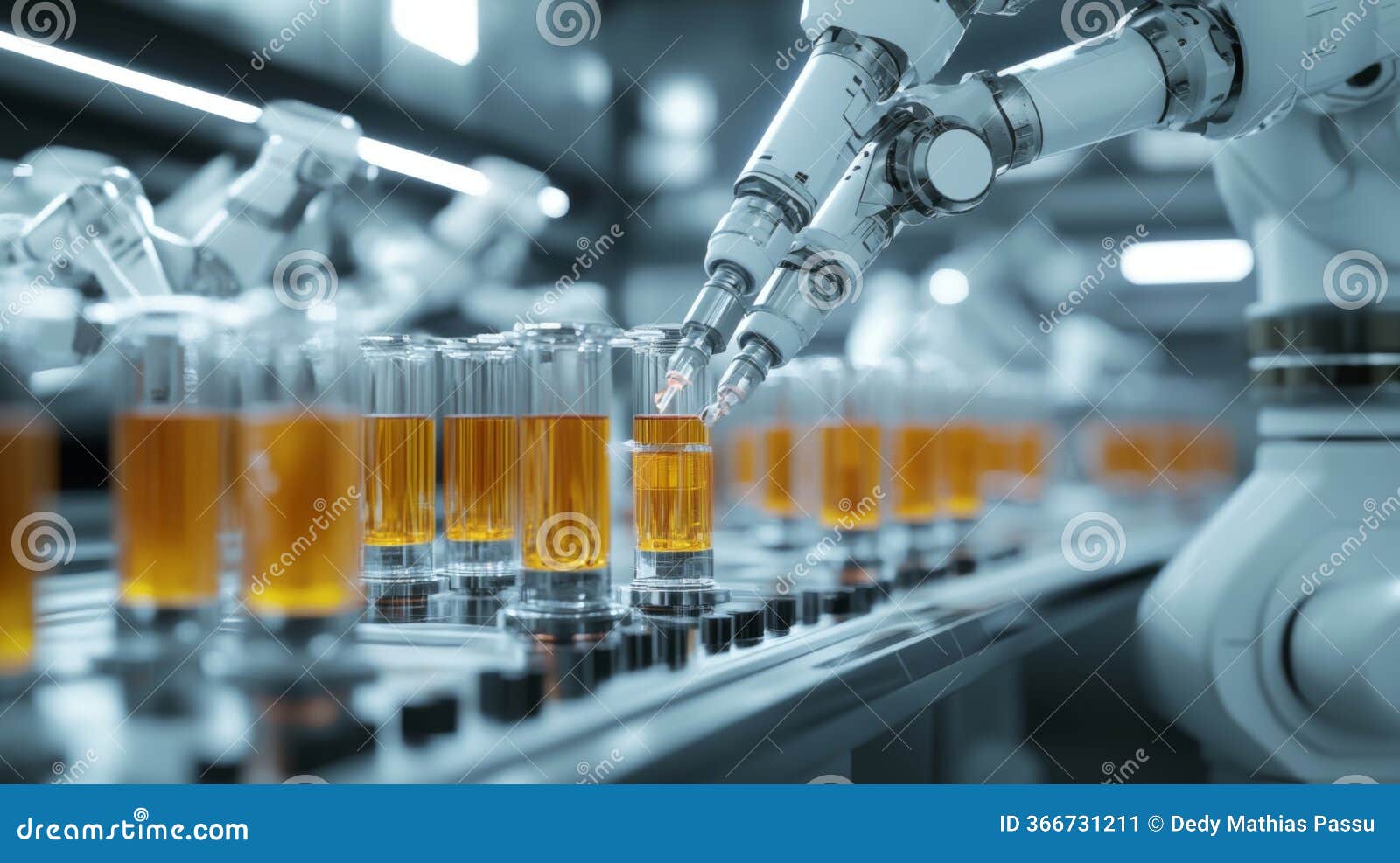 Robotic Arm Dispensing Liquid Into Glass Containers Royalty-Free Stock ...