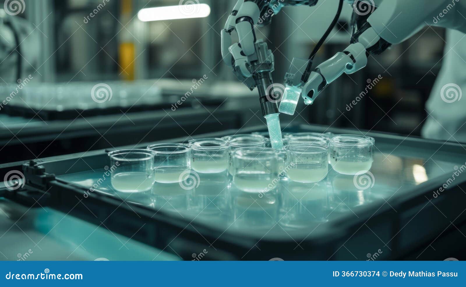 Robotic Arm Dispensing Liquid Into Glass Containers Royalty-Free Stock ...