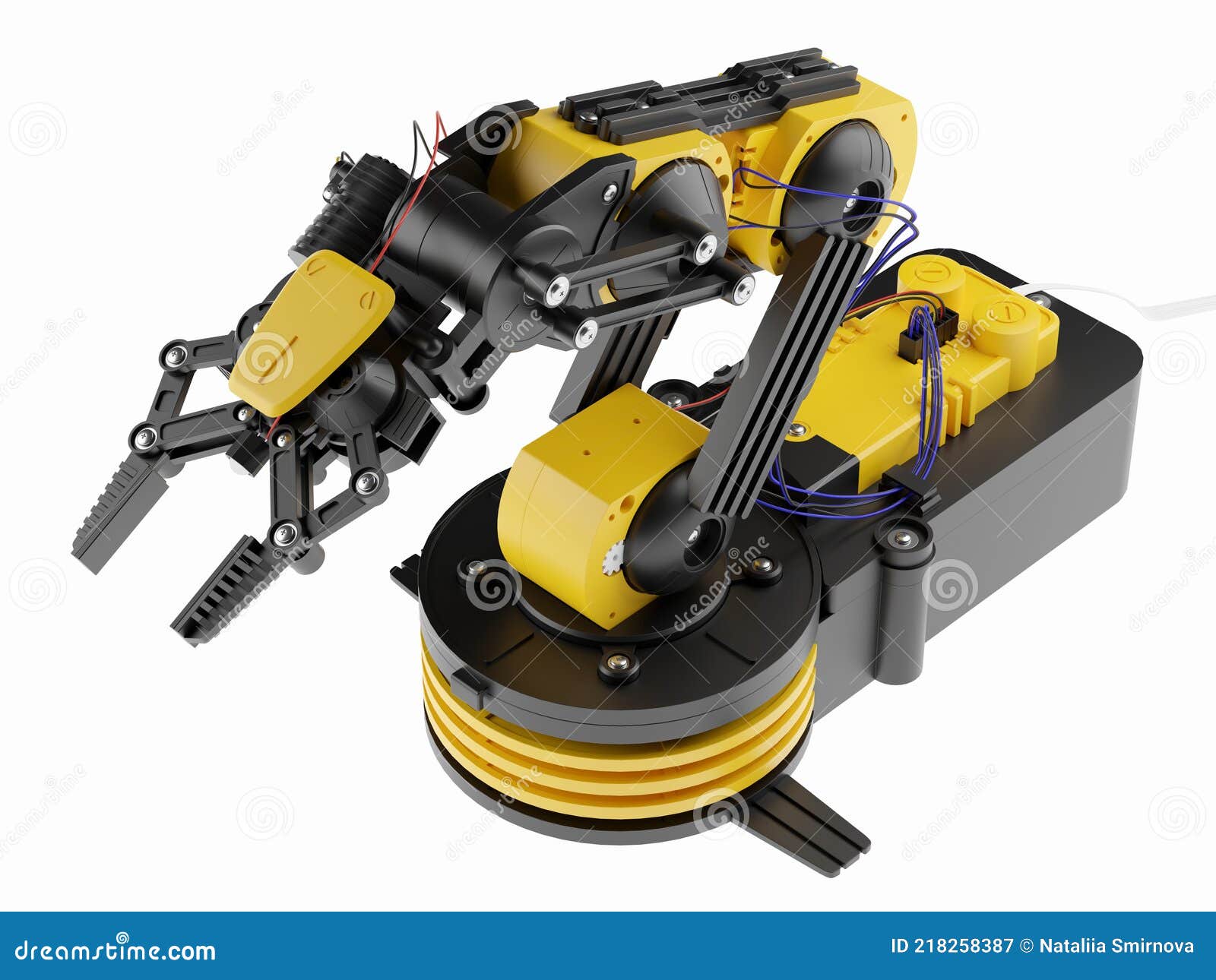 Robotic Arm Edge Isolated on White Background. 3D Model. Stock ...