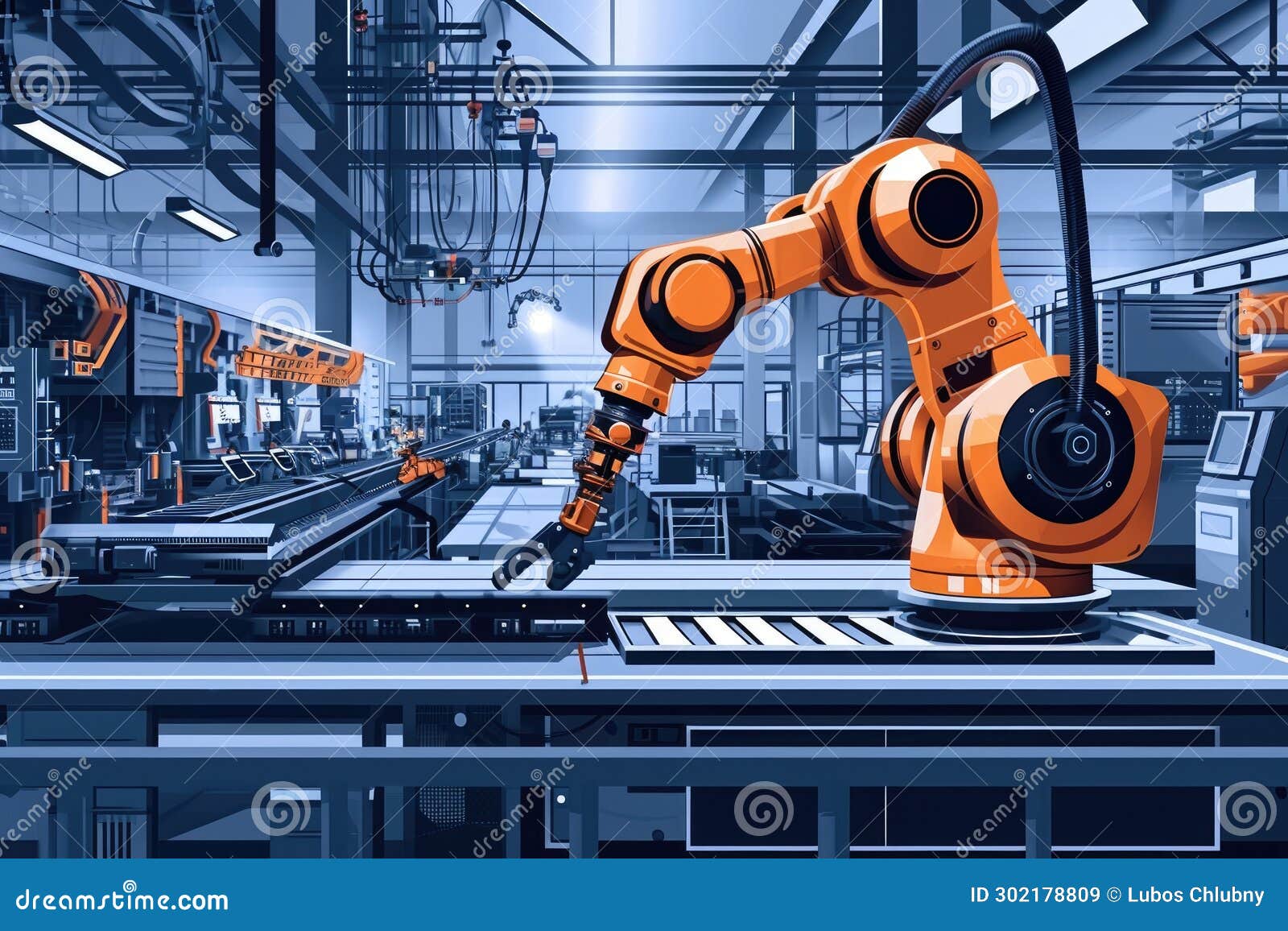 Robotic Arm for Electronic Assembly Line. Smart Modern Factory ...