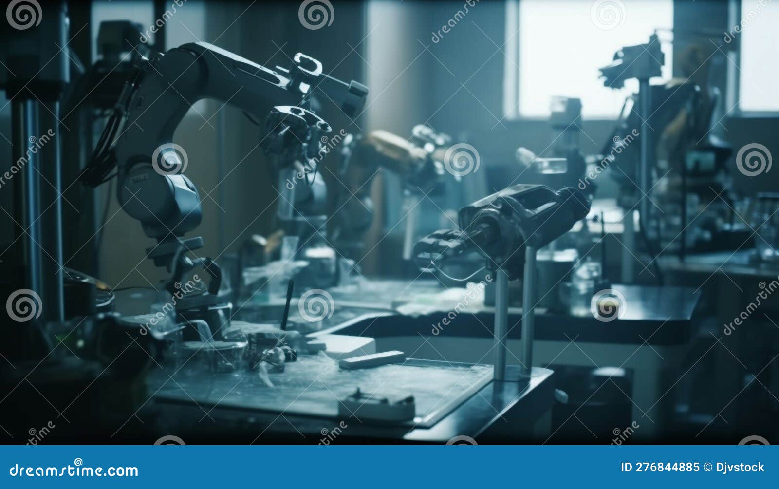 Robotic Arm in Factory Controls Manufacturing Equipment Generated by AI ...