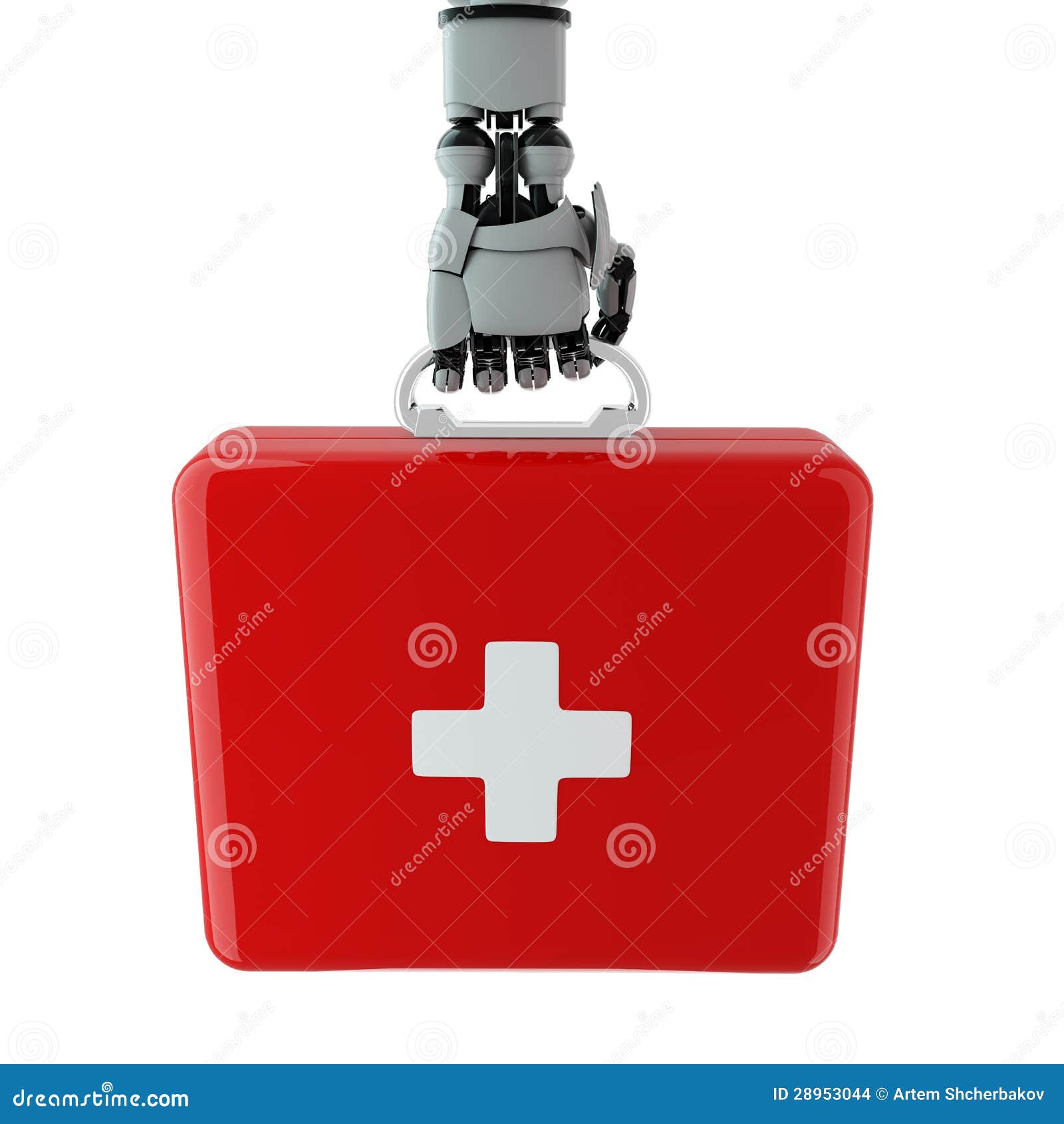 Robotic Arm and First Aid Kit Stock Photo - Image of machine, illust ...