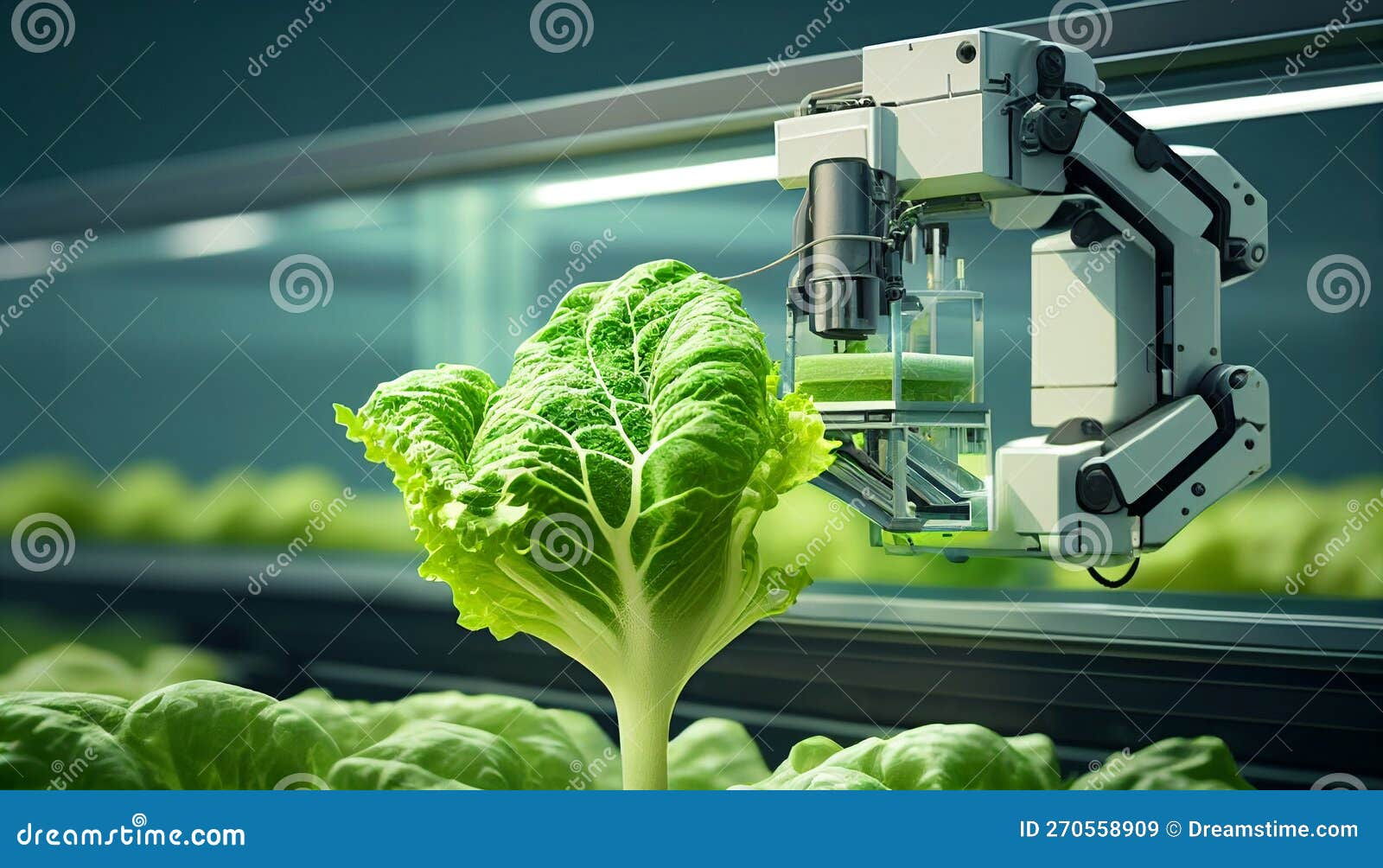 A Robotic Arm Gathers Lettuce In A Hydroponic Greenhouse Using Smart ...