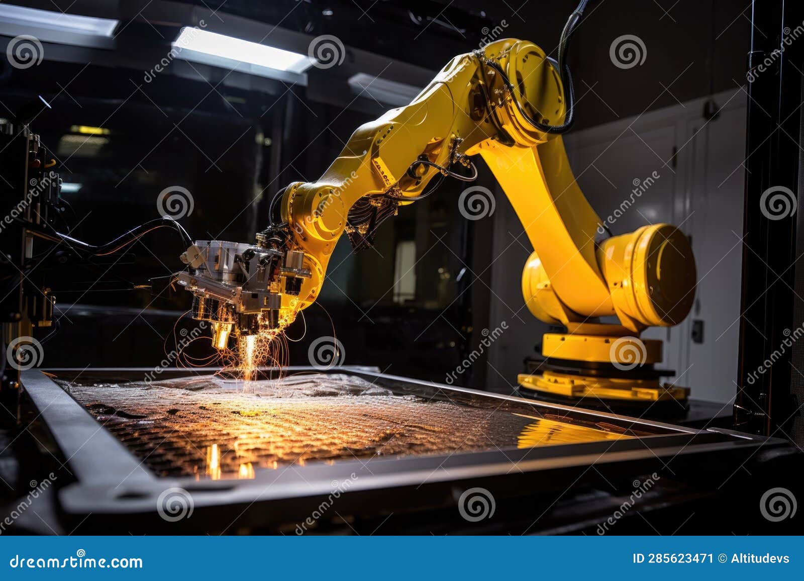 Robotic Arm Handling Nanoscale Materials in Lab Stock Illustration ...
