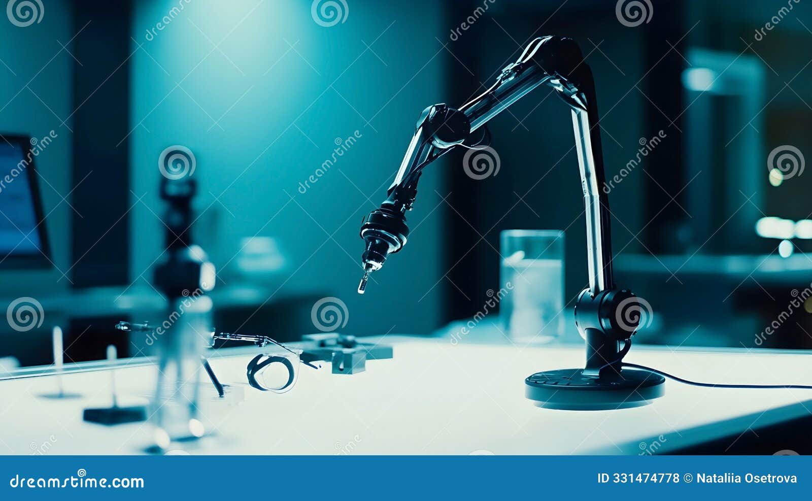Robotic Arm in a High-tech Laboratory Environment, Showcasing Advanced ...