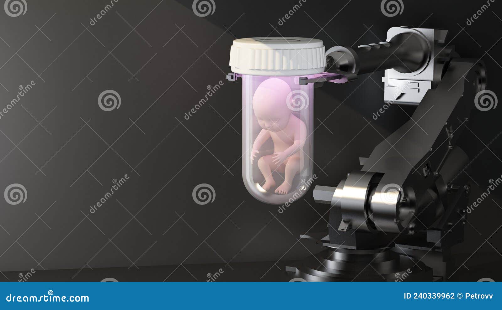 Robotic Arm Holds Capsule with an Embryo Stock Illustration ...