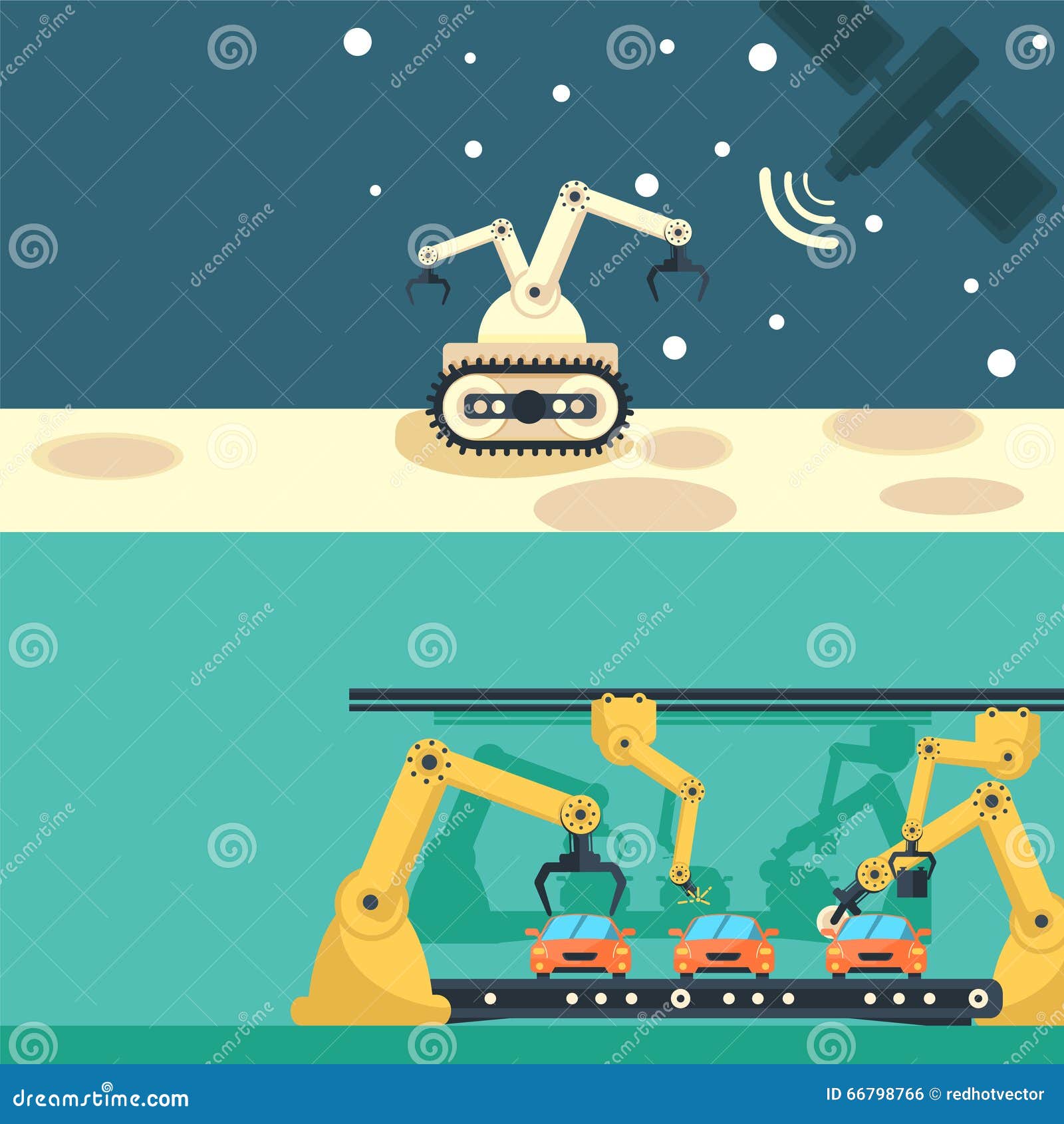 Robotic Arm Horizontal Banner Stock Vector - Illustration of plant ...