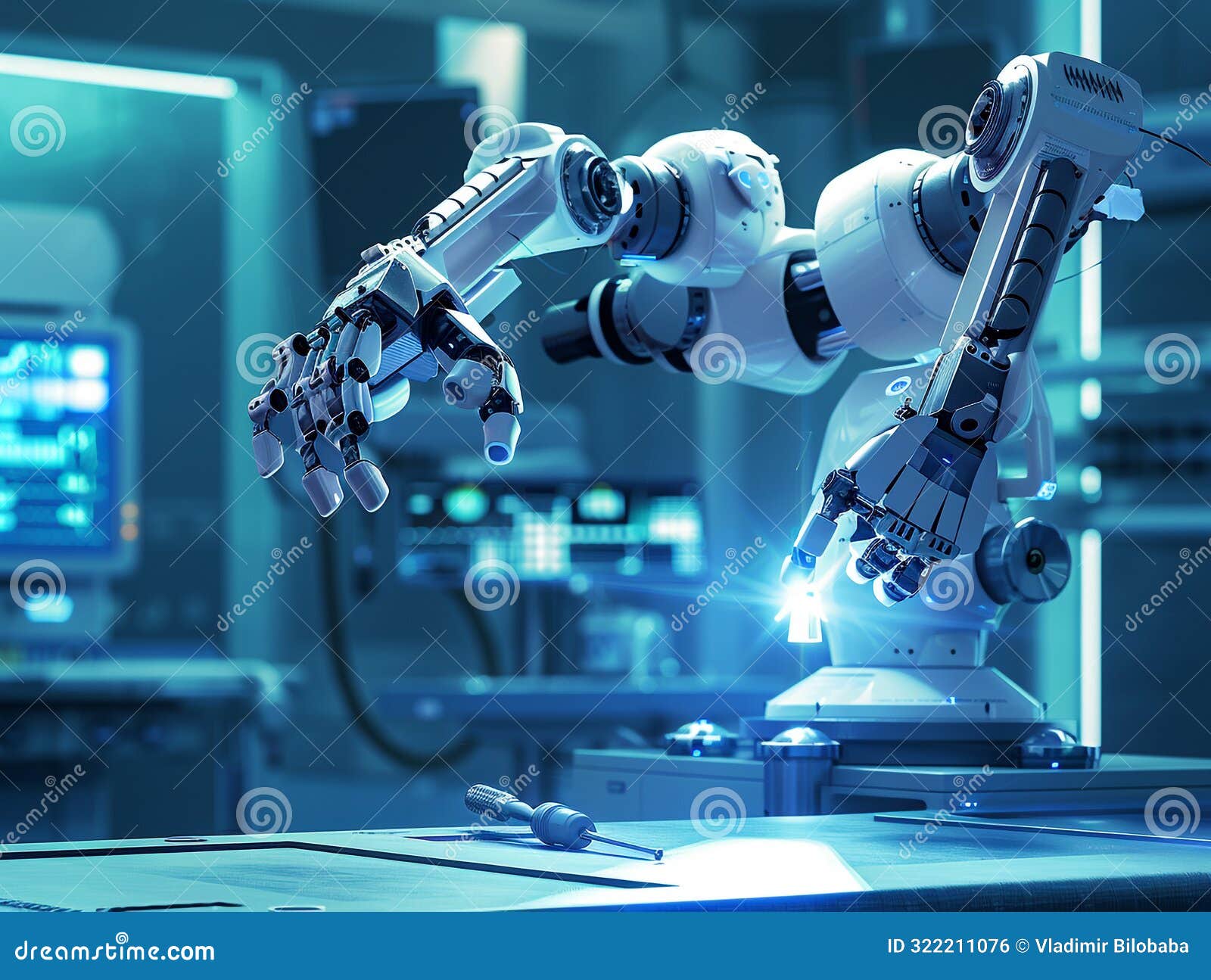 Robotic Arm Performing Precision Task in a Laboratory Stock ...