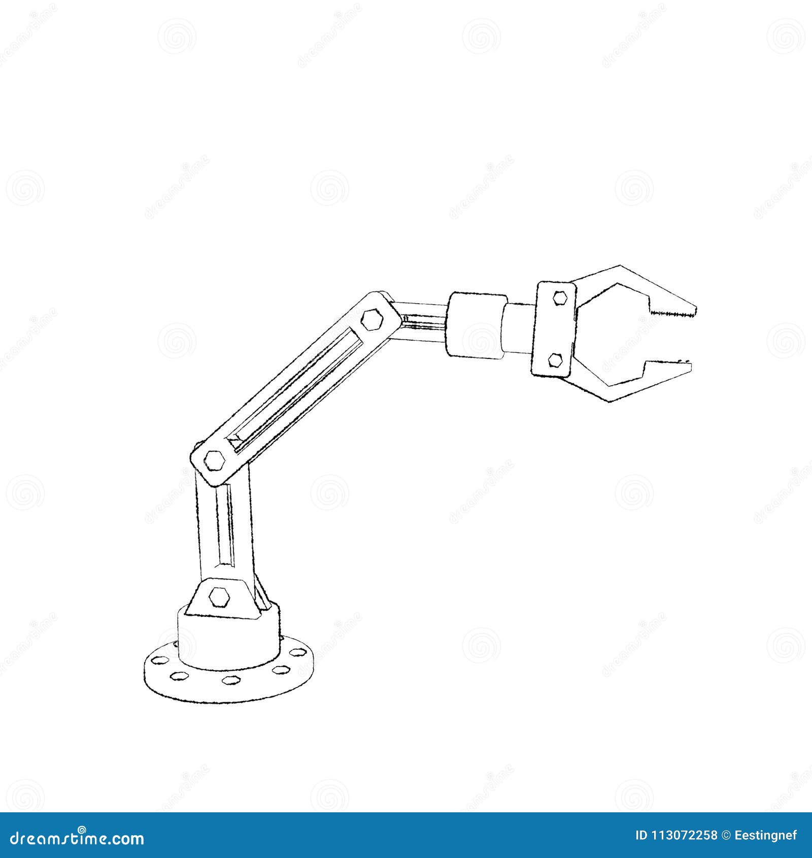 Robotic Arm. Isolated on White Background.Sketch Illustration. Stock ...