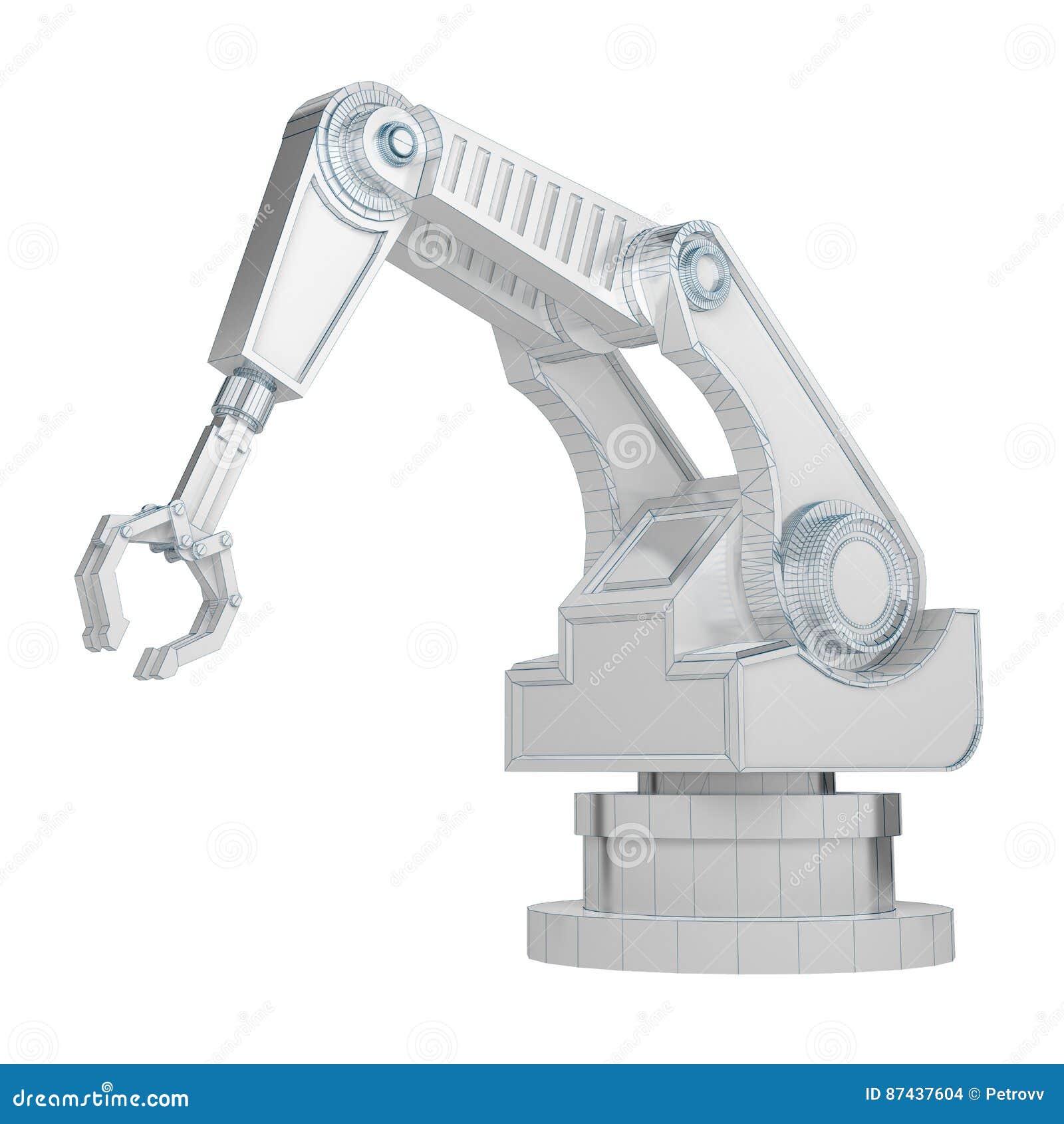 Robotic Arm Isolated on White 3d Rendering Stock Illustration ...