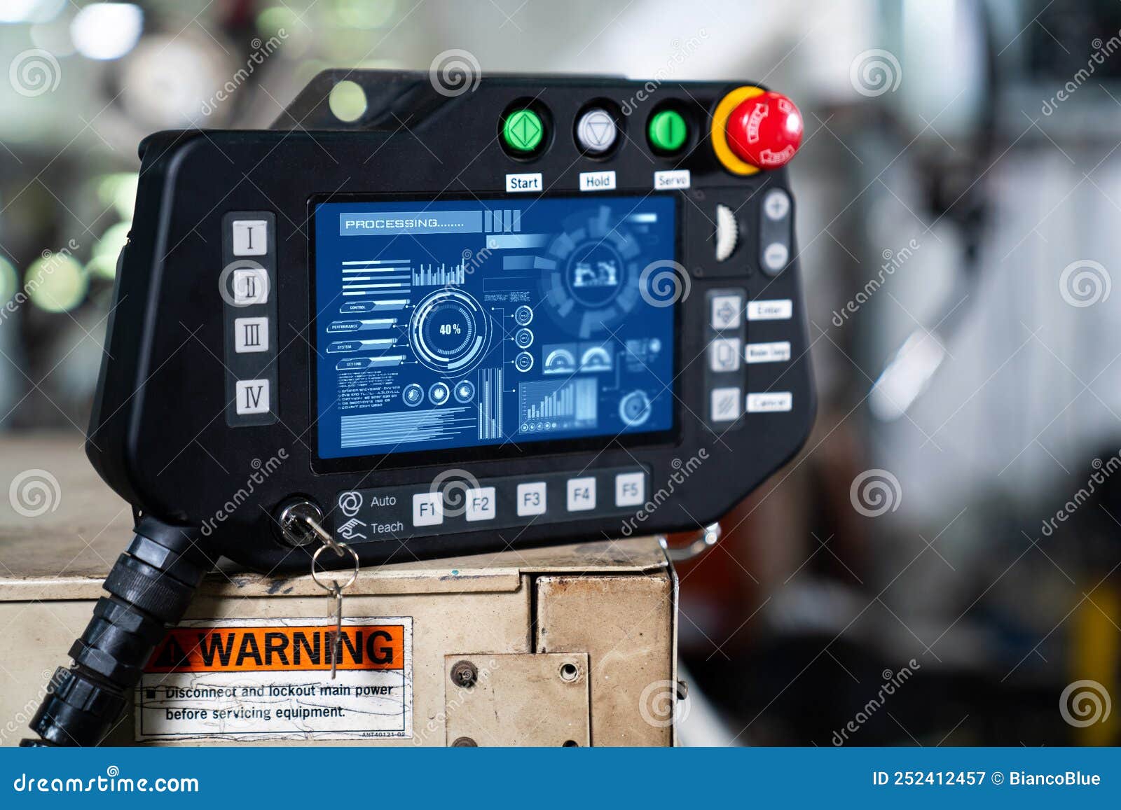 Robotic Arm and Its Controller Adept Panel in a Factory Workshop Stock ...