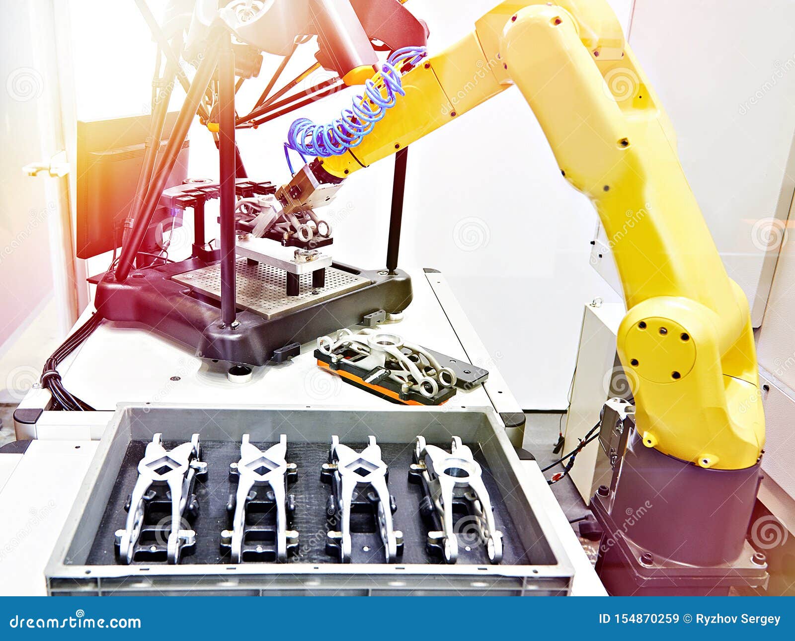 Robotic Arm and Measuring Bench Stock Image - Image of automated ...