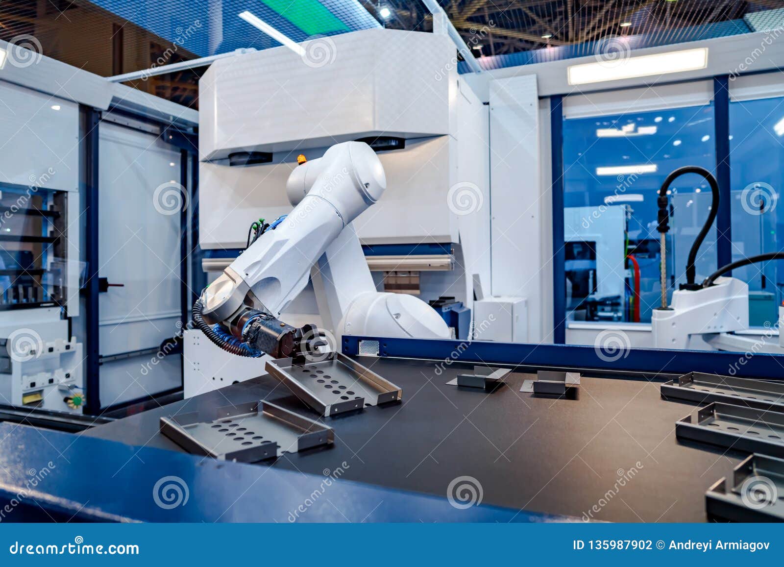 Robotic Arm Modern Industrial Technology. Automated Production Cell ...