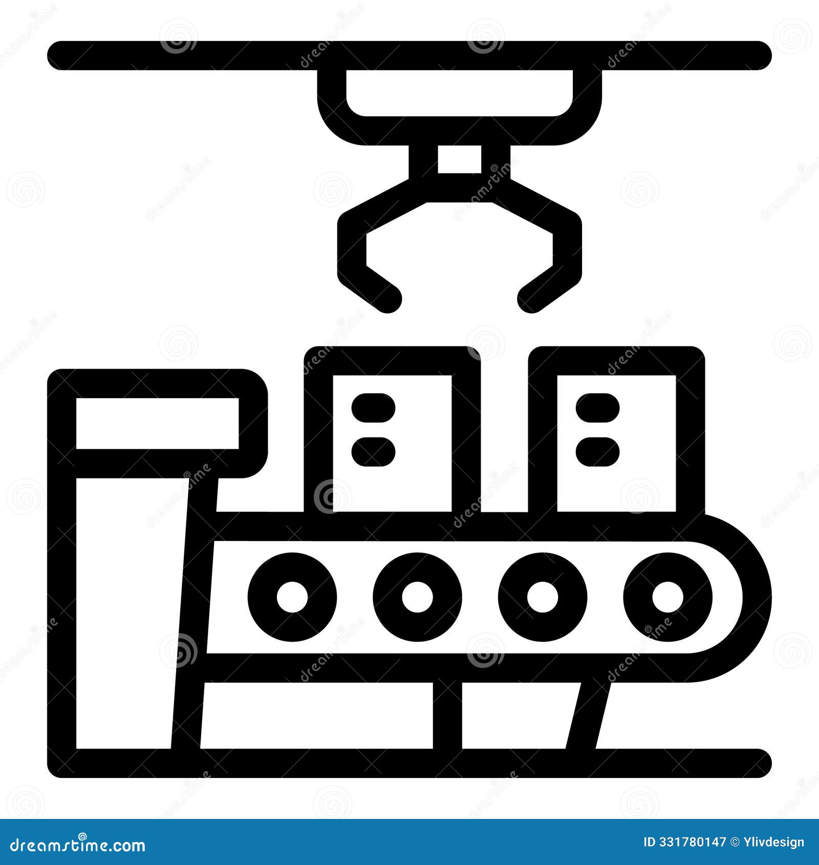 Robotic Arm Moving Boxes on Conveyor Belt in Automated Factory Stock ...