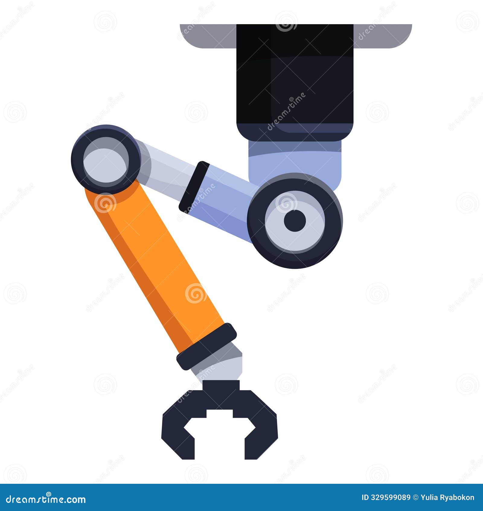 Robotic Arm Moving Down with Open Claw Gripper Stock Illustration ...