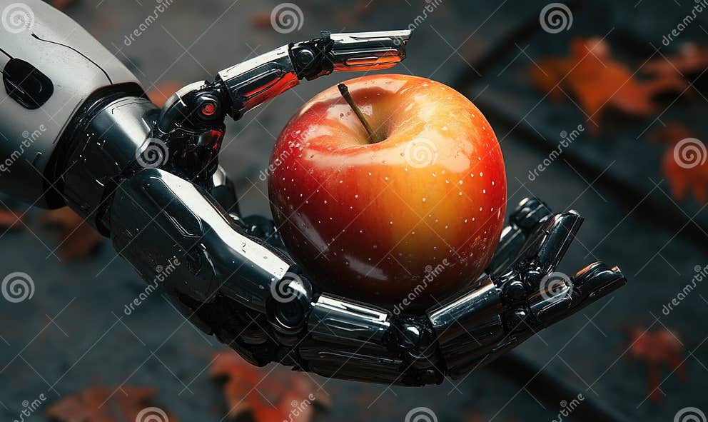 Robotic Arm Offering a Fresh Apple Stock Photo - Image of healthy ...