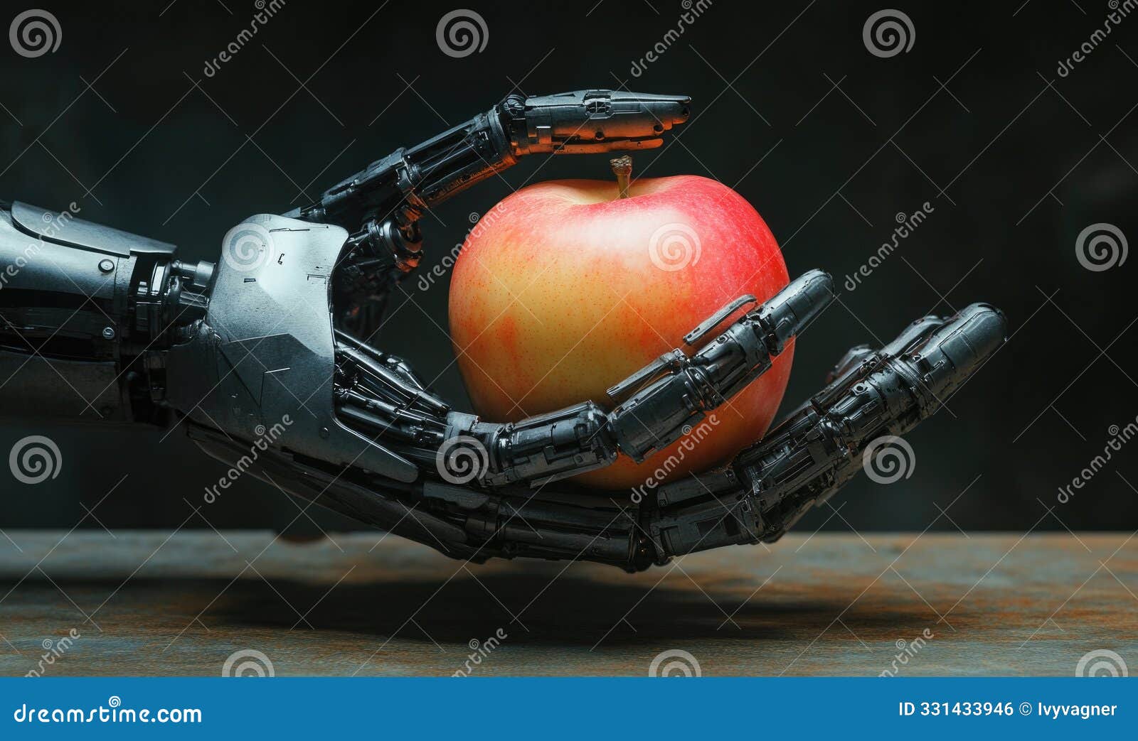 Robotic Arm Offering a Fresh Apple Stock Illustration - Illustration of ...
